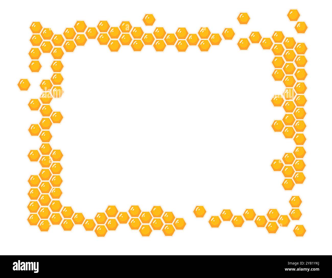 A honeycomb arrangement of honey hexagon. Sweet yellow postcard design ...
