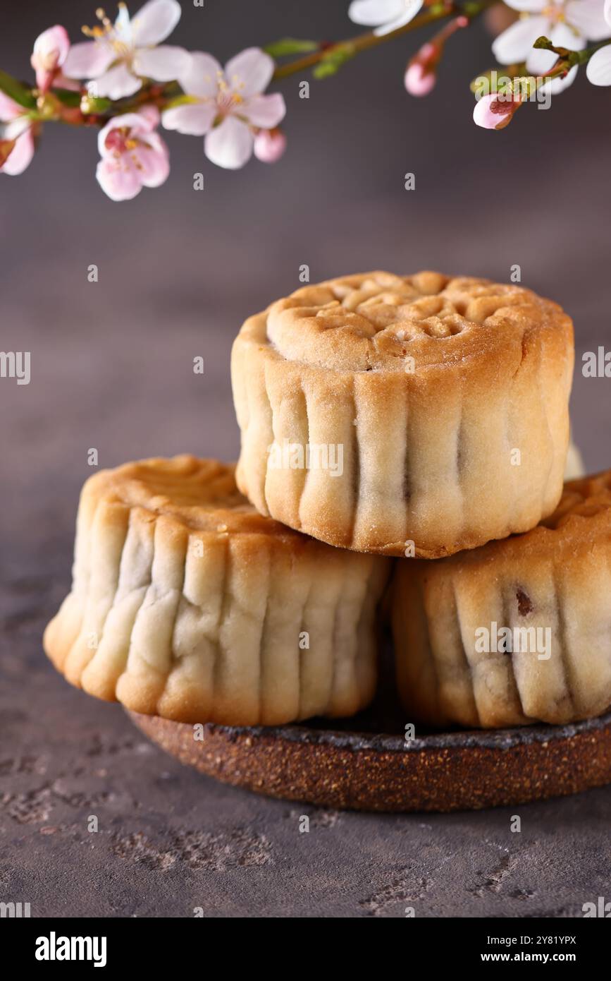 moon cake yuebing traditional chinese holiday food Stock Photo - Alamy