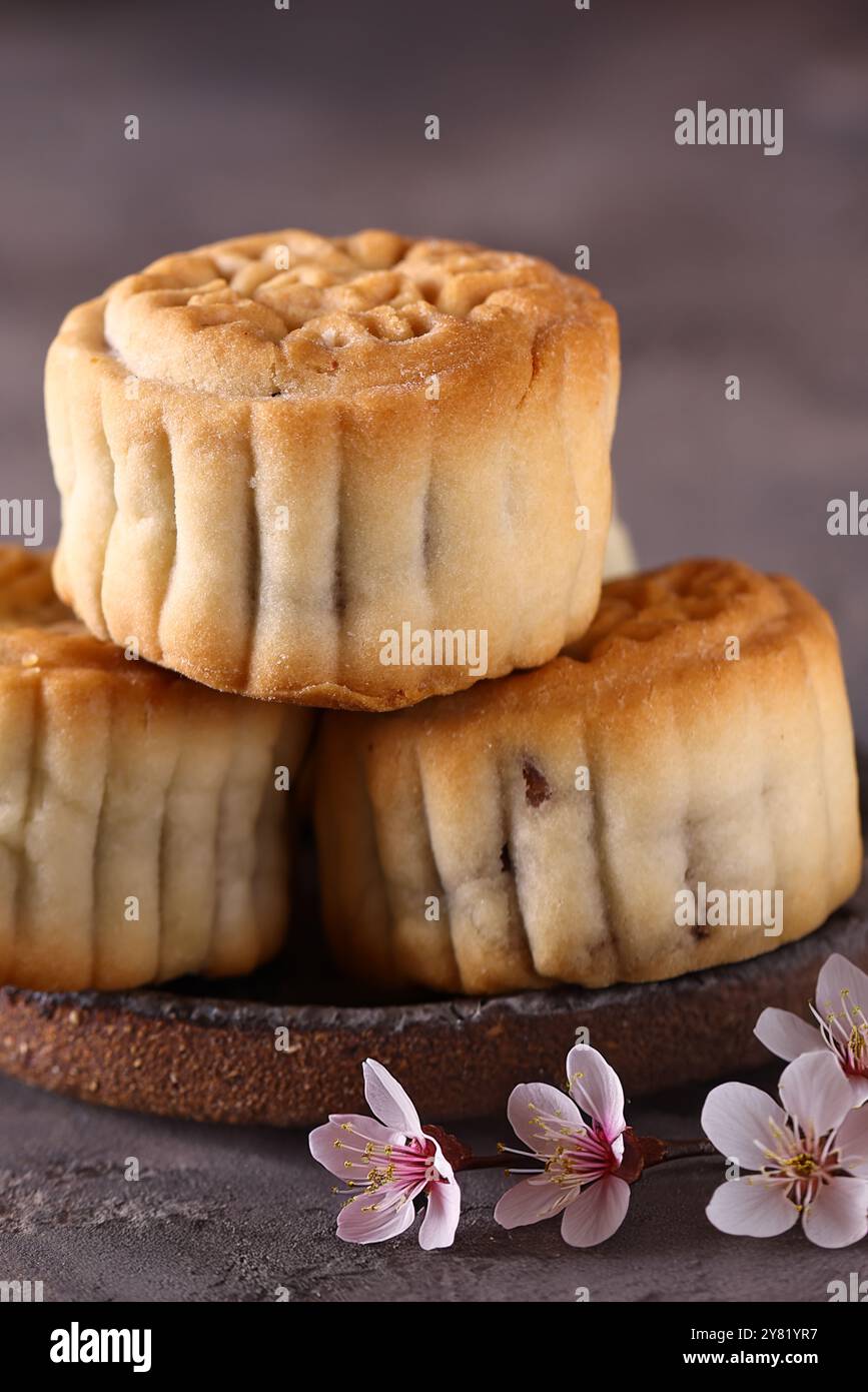 moon cake yuebing traditional chinese holiday food Stock Photo - Alamy