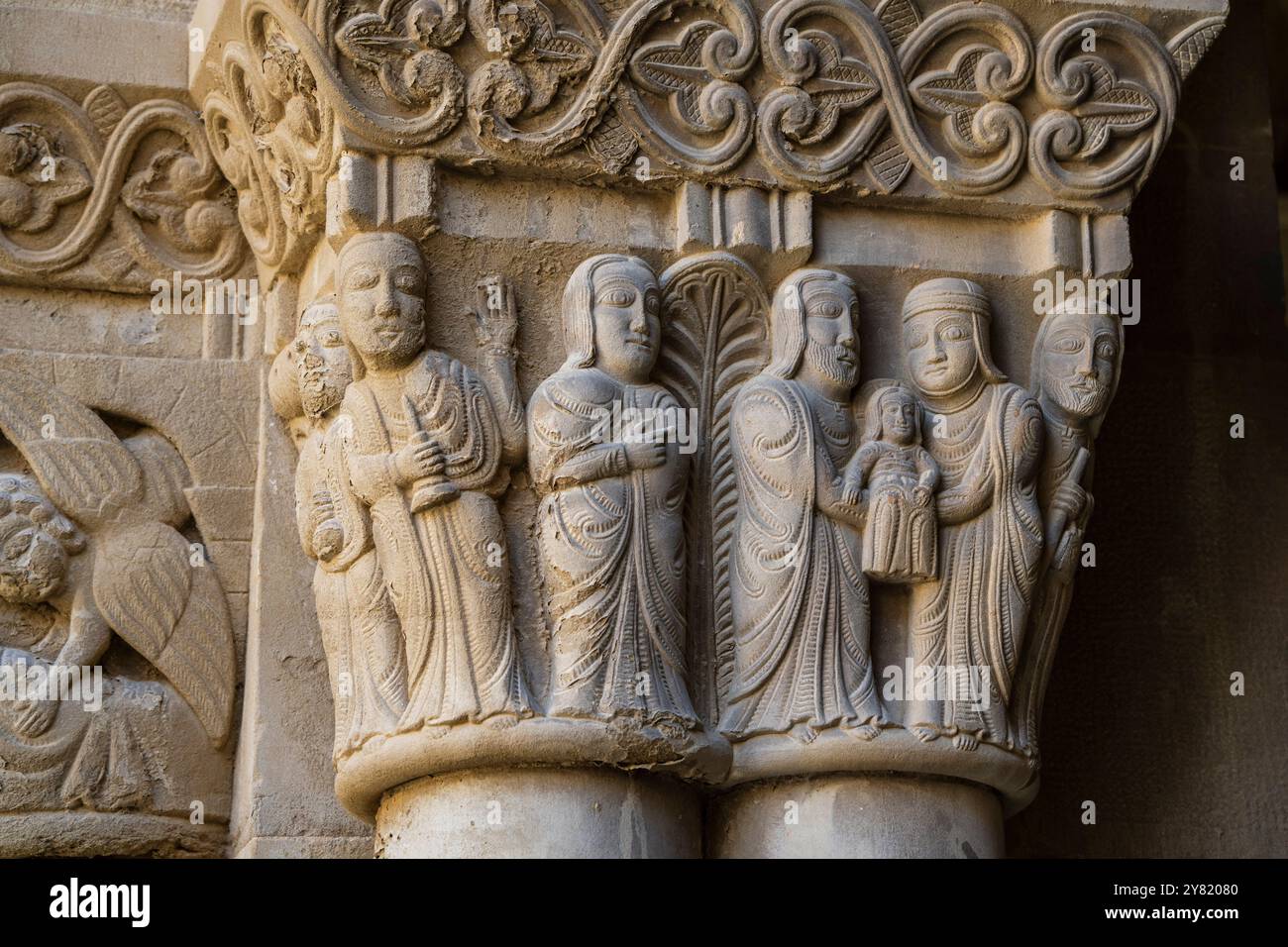 Presentation of the Child Jesus in the Temple, Romanesque capital, San ...