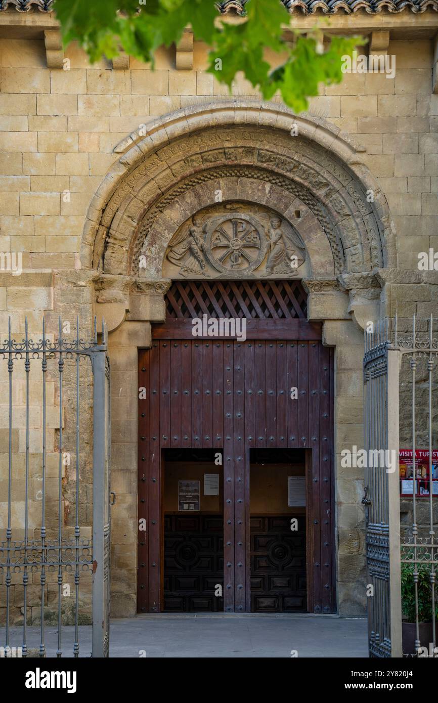 north portal, Trinitarian chrismon held by two angels, San Pedro el ...