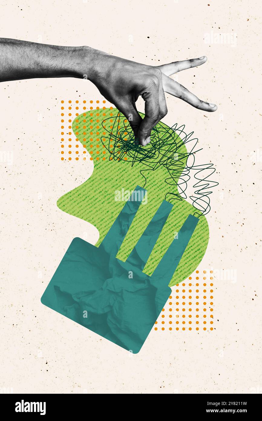 Picture placard image collage of hand showing nuclear nuclear power ...