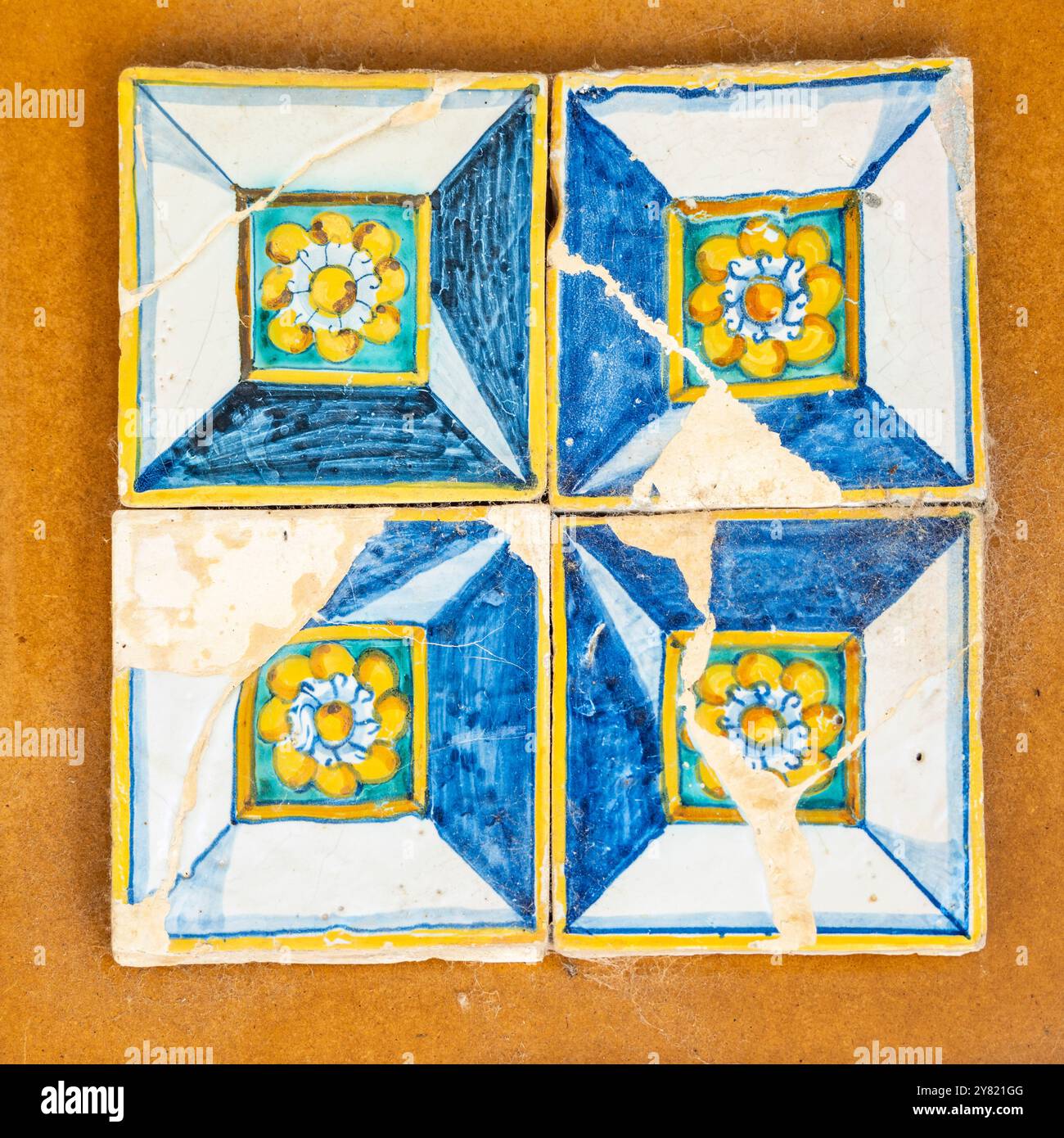 Tile for wainscoting and chapel, glazed and painted flat tiles, 17th ...