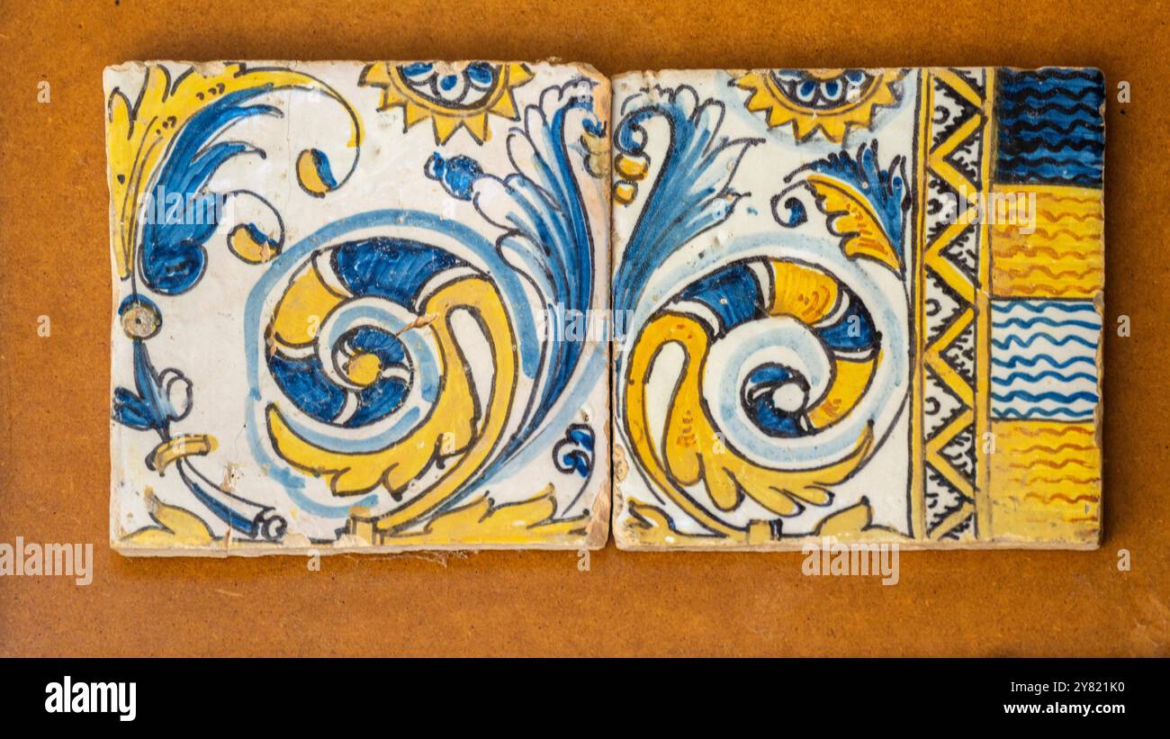 tile for high front, glazed and painted tiles, seventeenth century ...