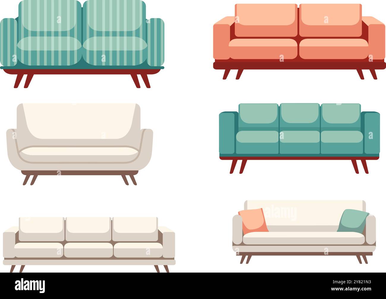 Set of sofas with a minimalist design. Perfect for living room setups ...