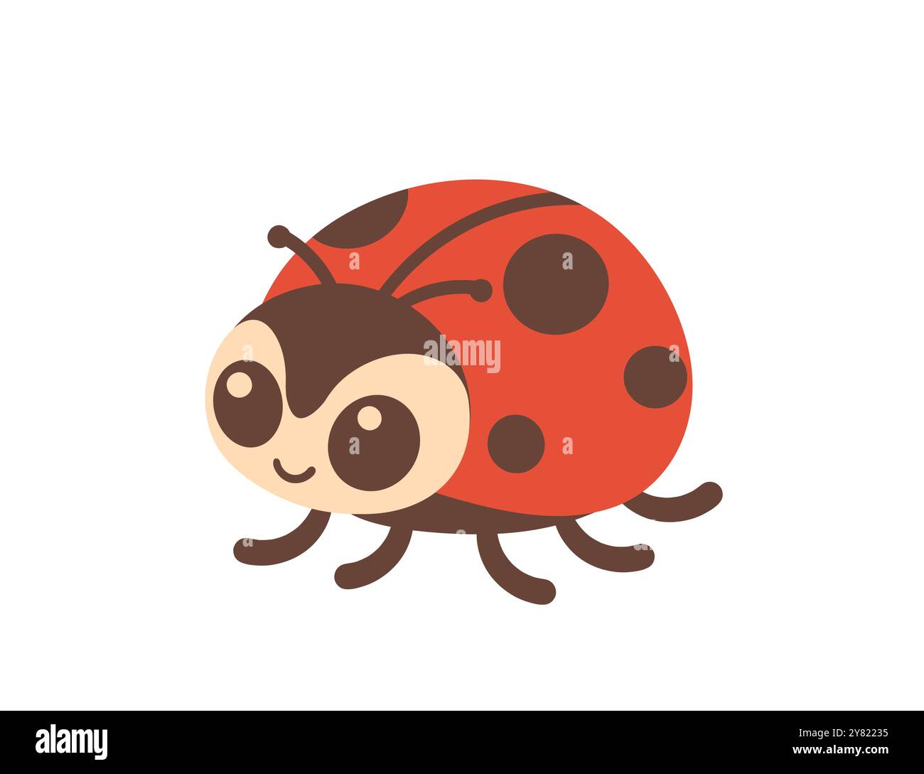 Cute cartoon ladybug with a smiling face. Funny insect design. Vector ...