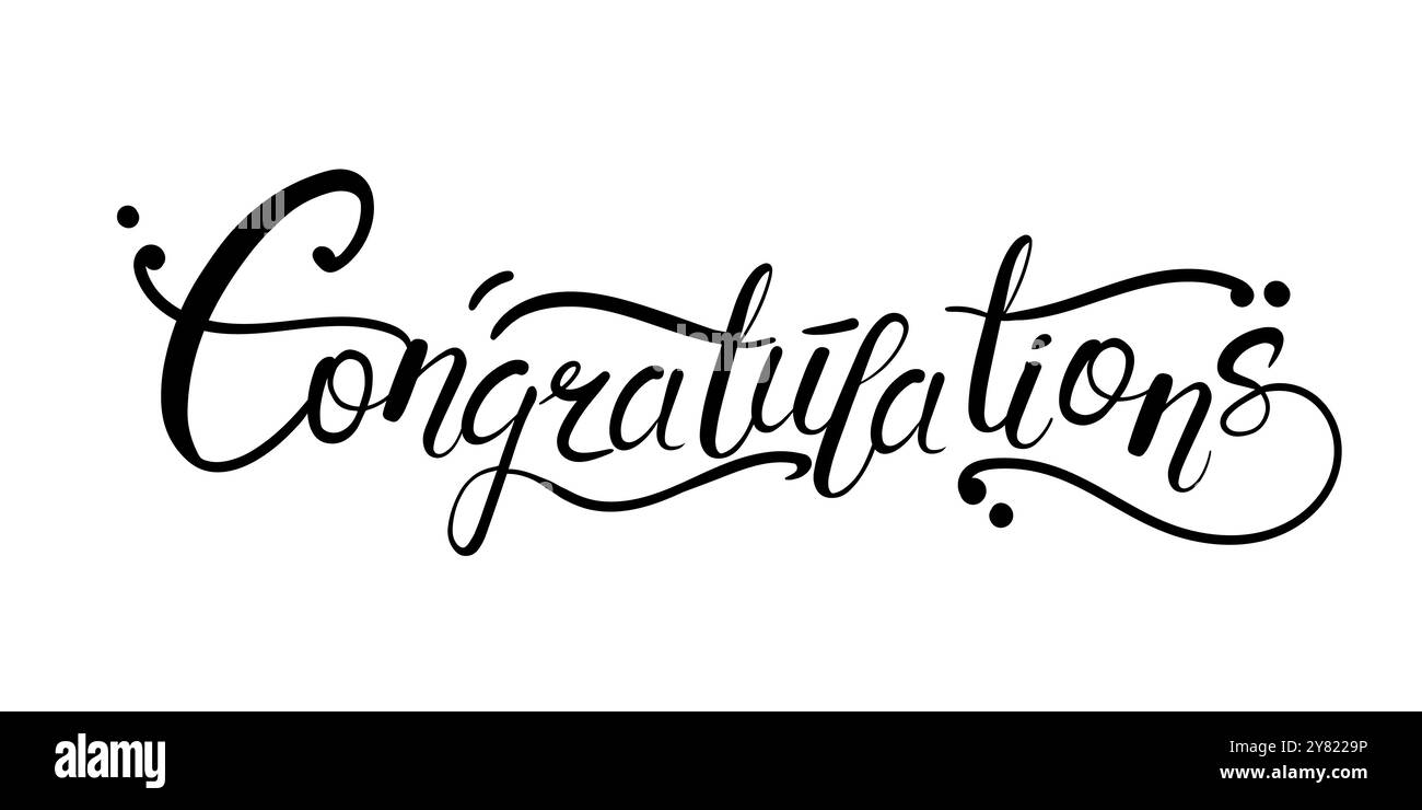 Congratulations handwritten text. Hand drawn lettering style, calligraphy. Typography ready for ...