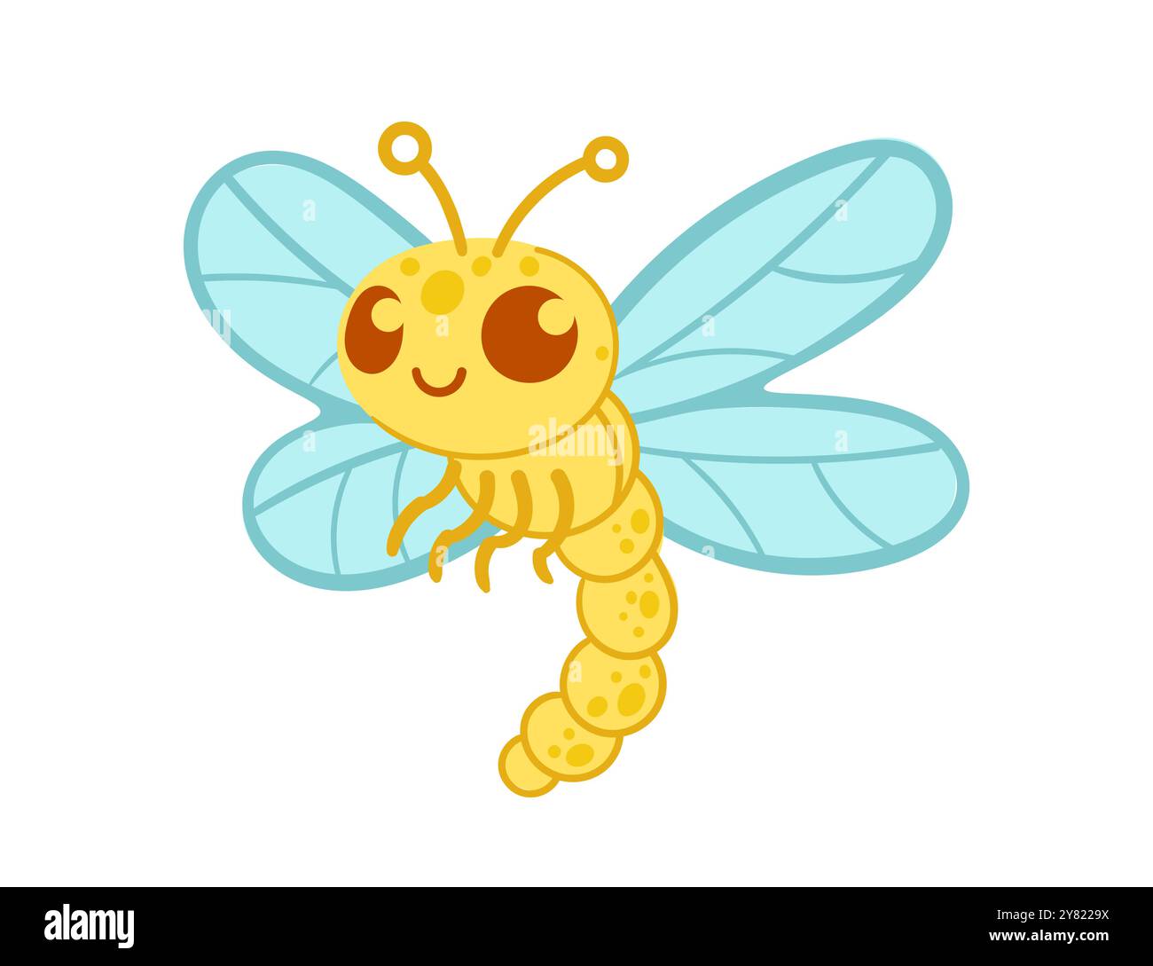 Cute cartoon dragonfly with a smiling face. Cartoon insect design ...