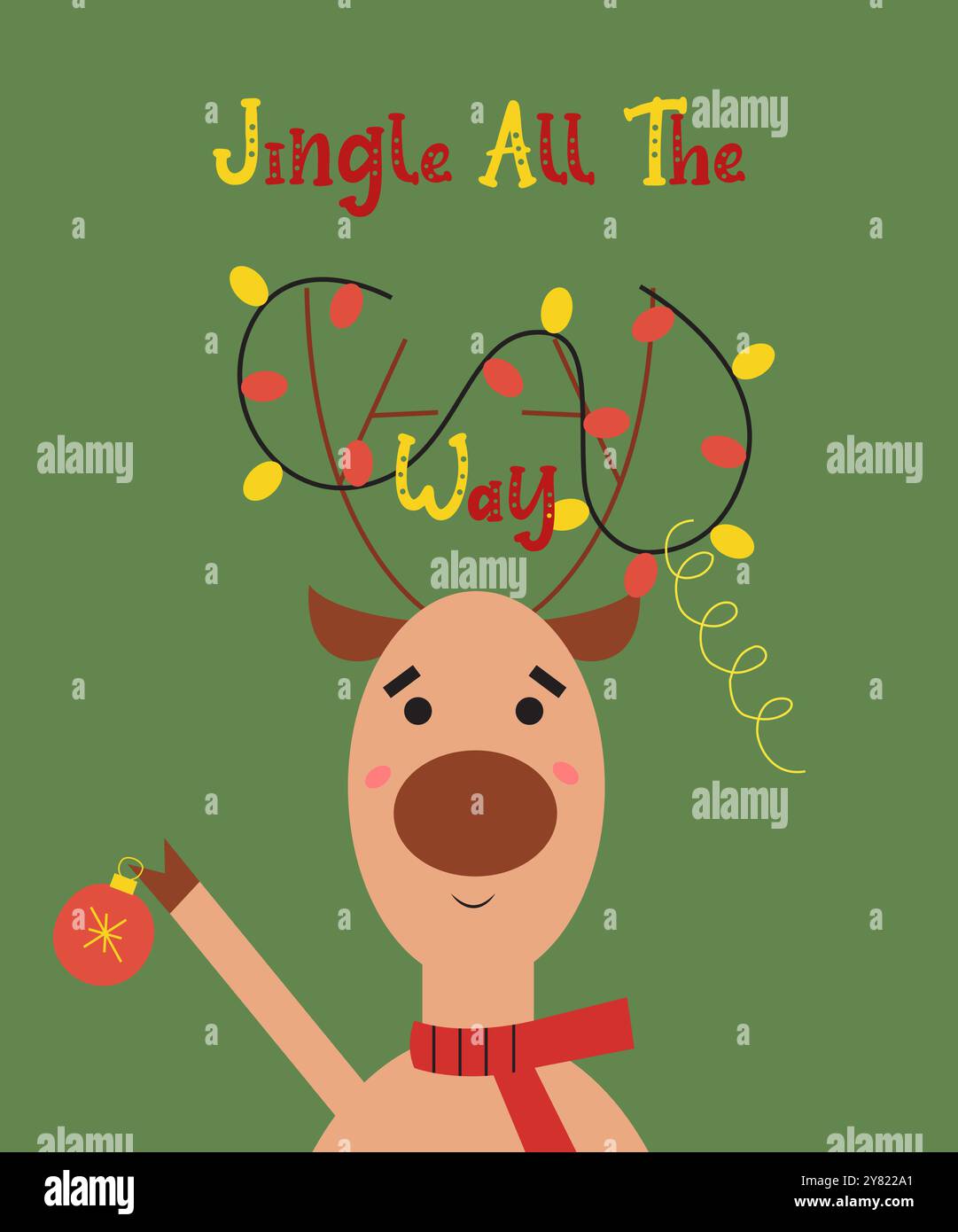 Happy holidays 2024 greeting card. Cute and funny flat Christmas ...