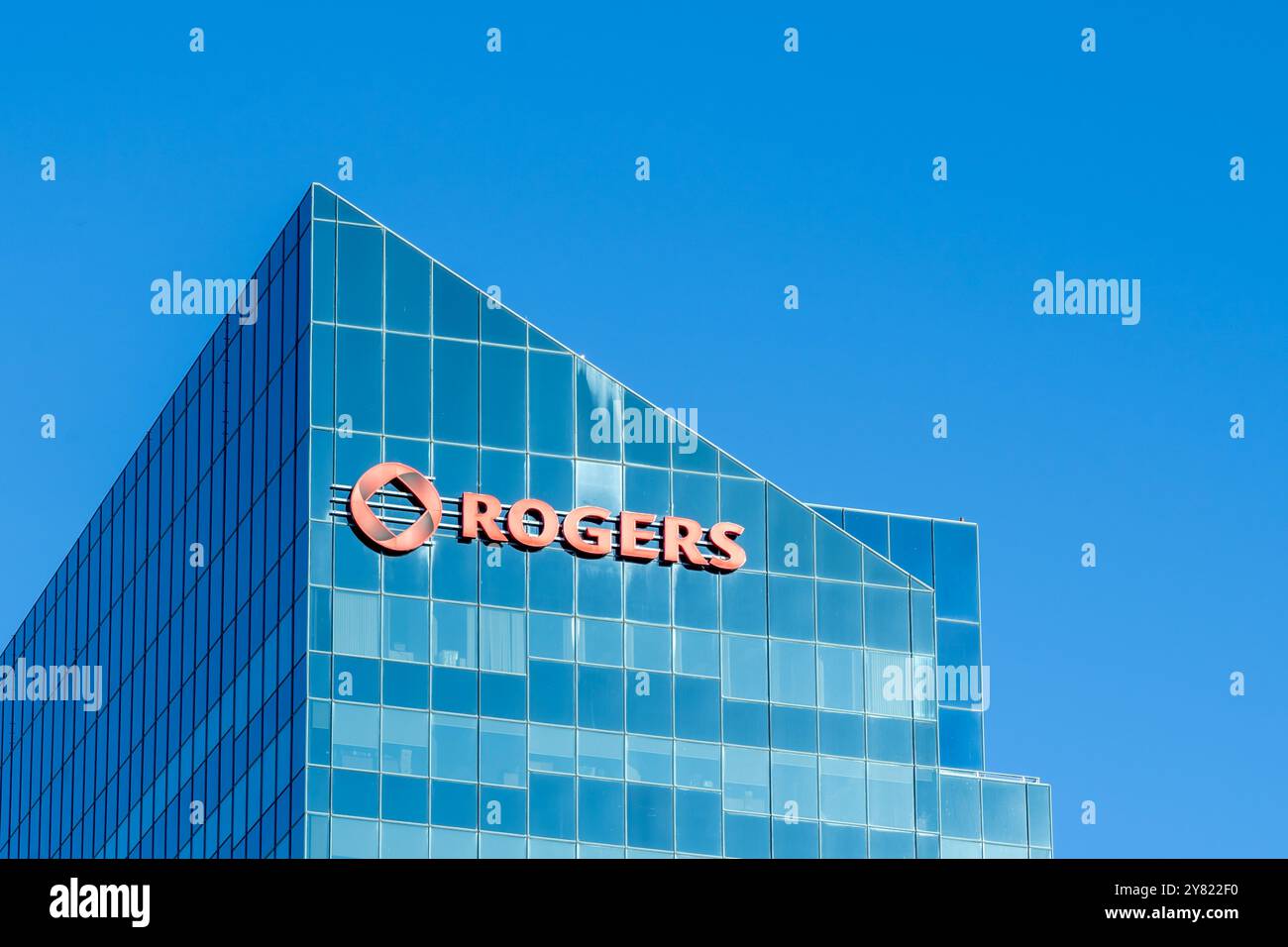 Rogers logo and sign on the building in North York in Toronto Stock ...