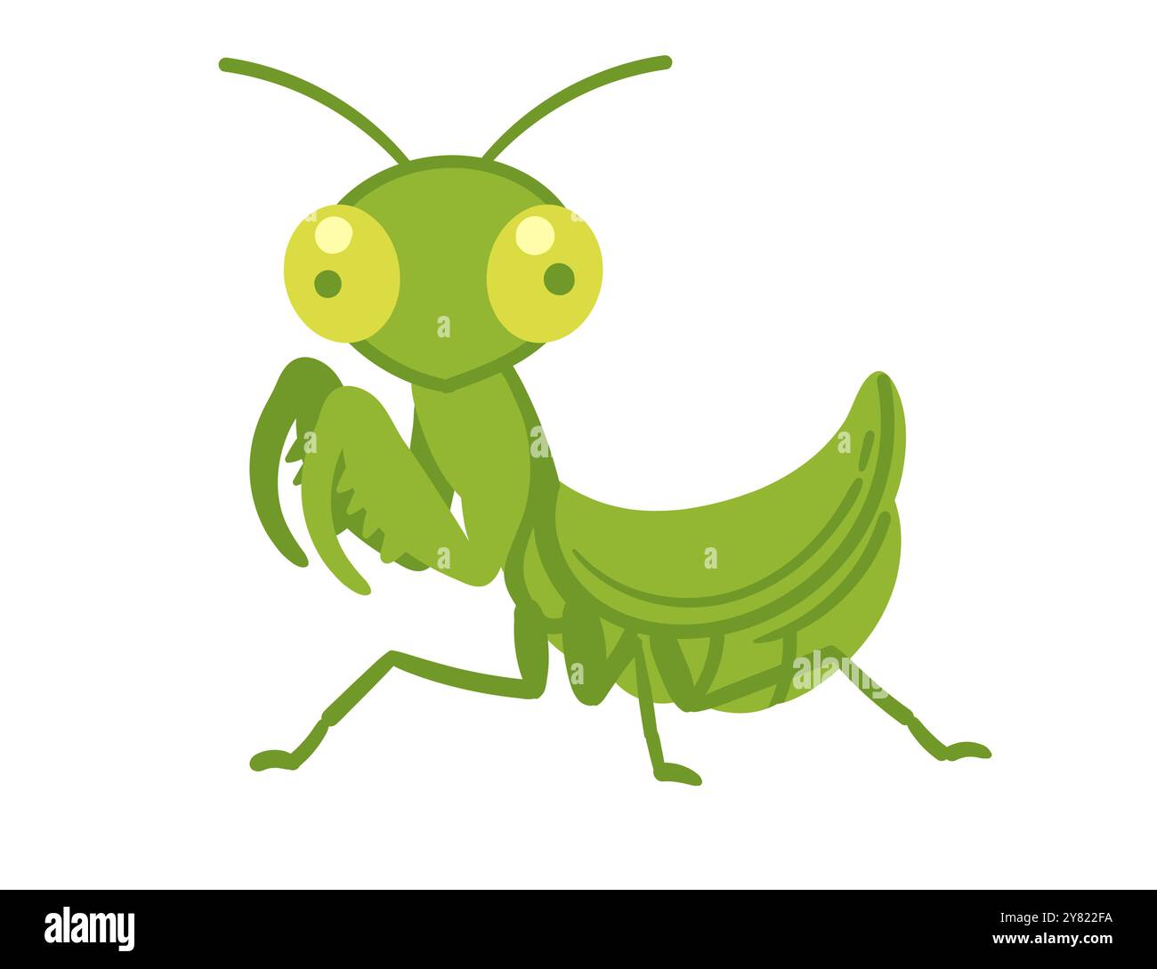 Cute cartoon Mantis with a smiling face. Funny insect design. Vector ...