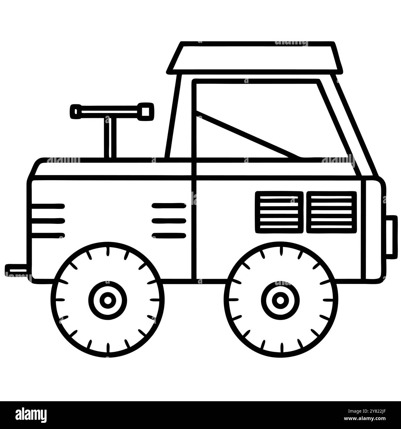 Simple line art illustration of a tractor. perfect for agricultural ...