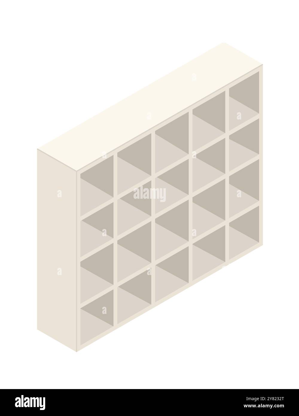 Modern wooden shelf. Isometric style furniture. White color empty ...