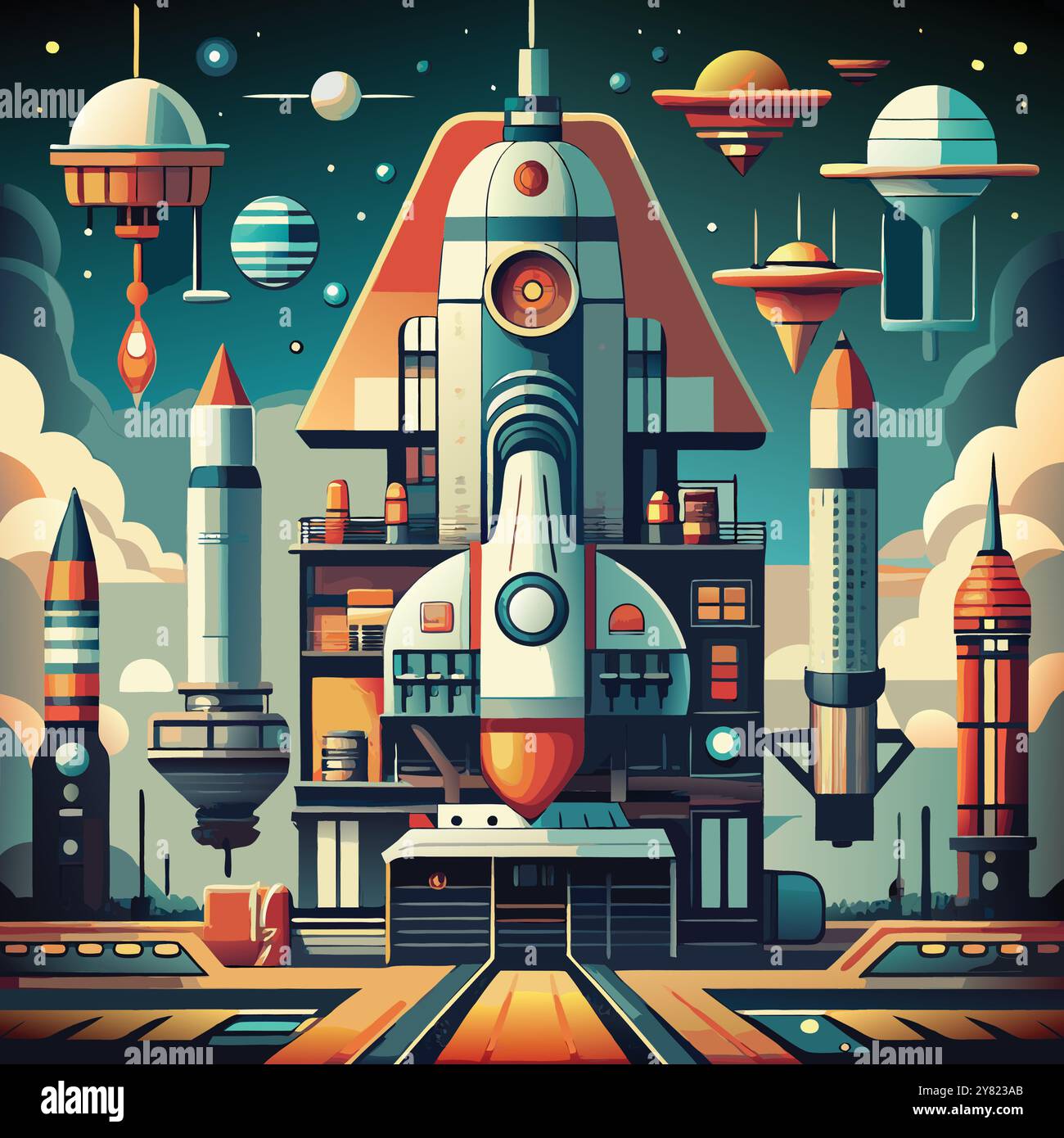 Rocket launchpad Stock Vector Images - Alamy