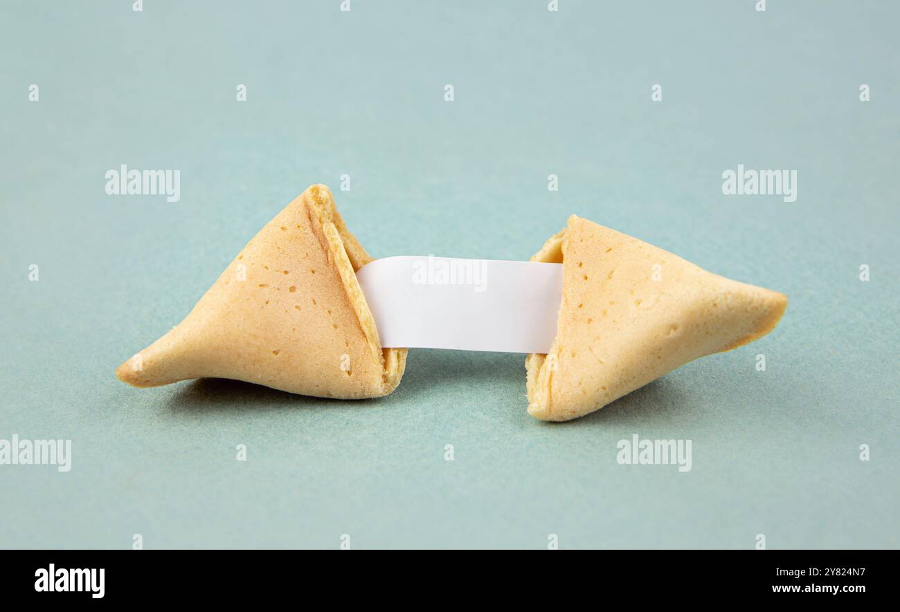 Opened fortune cookie with a empty piece of paper inside, a "fortune ...