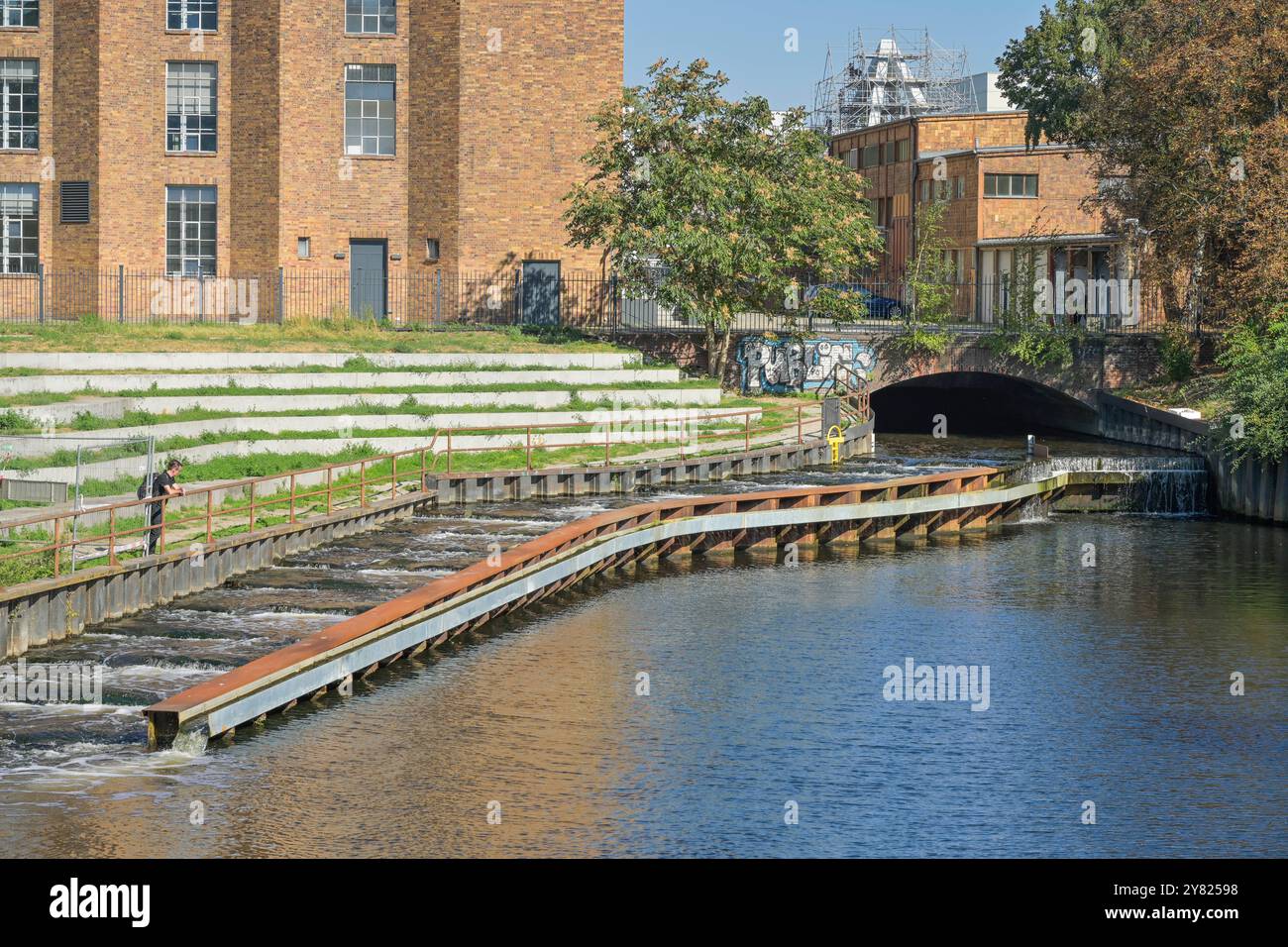 Fischtreppe, Mündung der Nord-Panke in das Vorbecken Nordhafen, Wedding, Mitte, Berlin ...