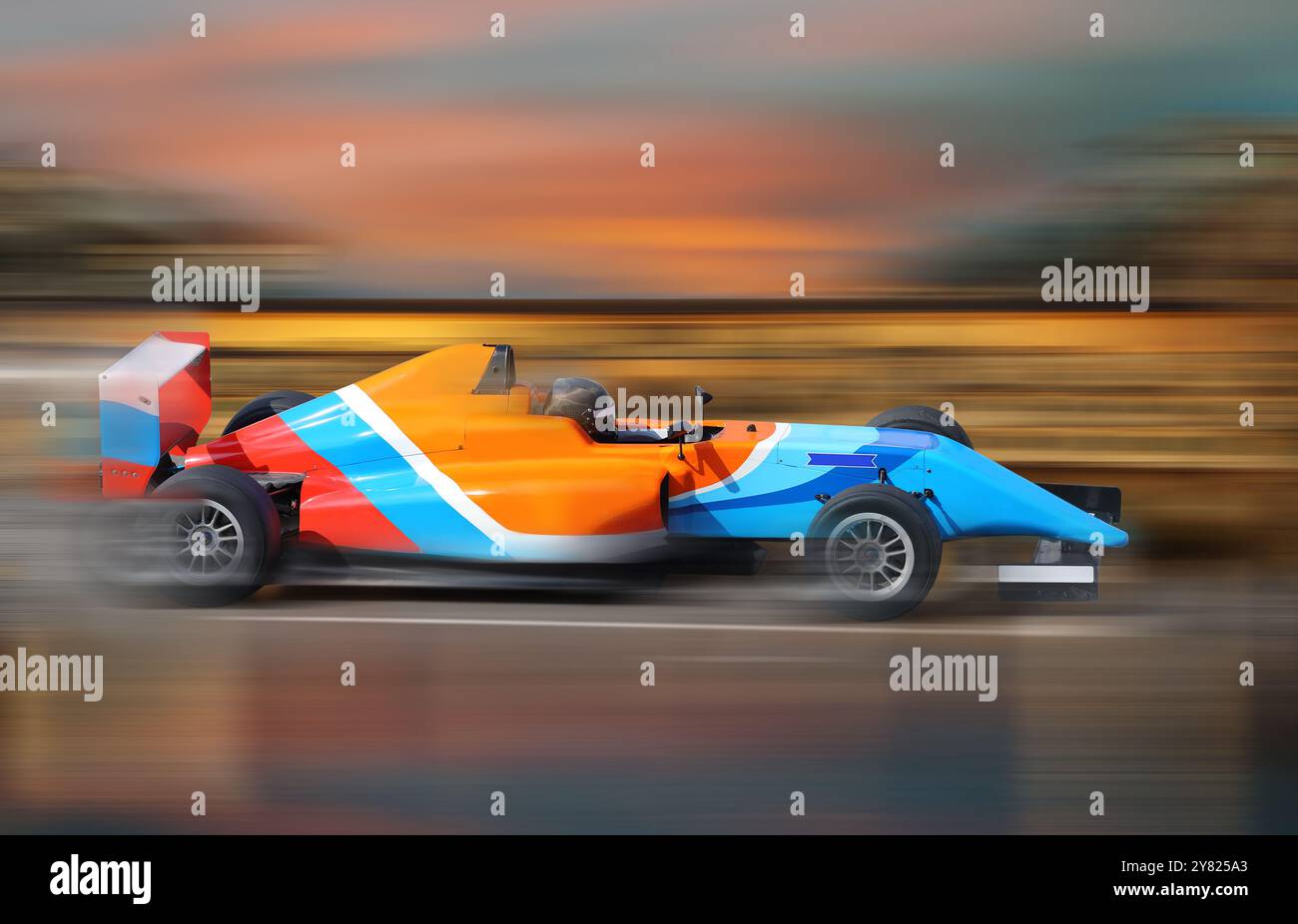 Formula 4.0 race car racing at high speed with motion blur Stock Photo ...
