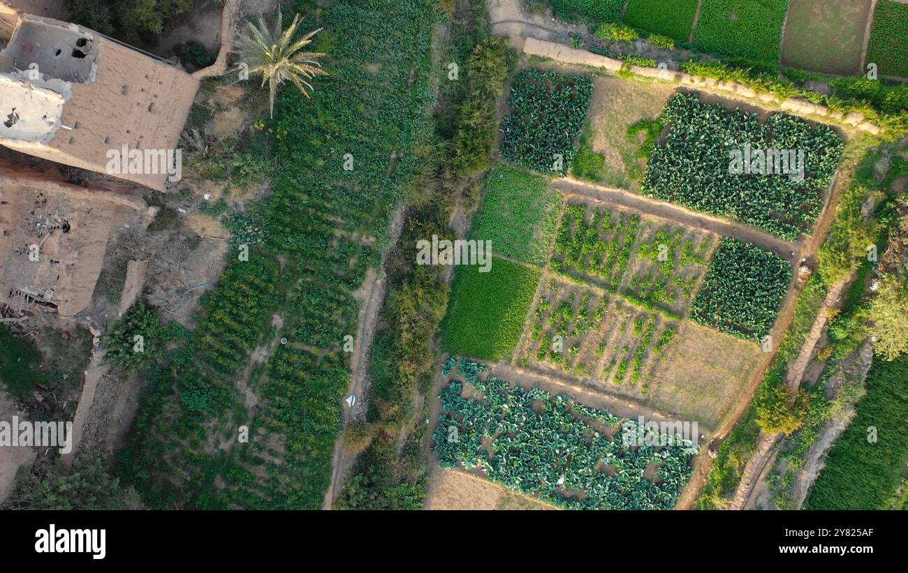 Aerial view of an old village with traditional mud houses, Asir ...