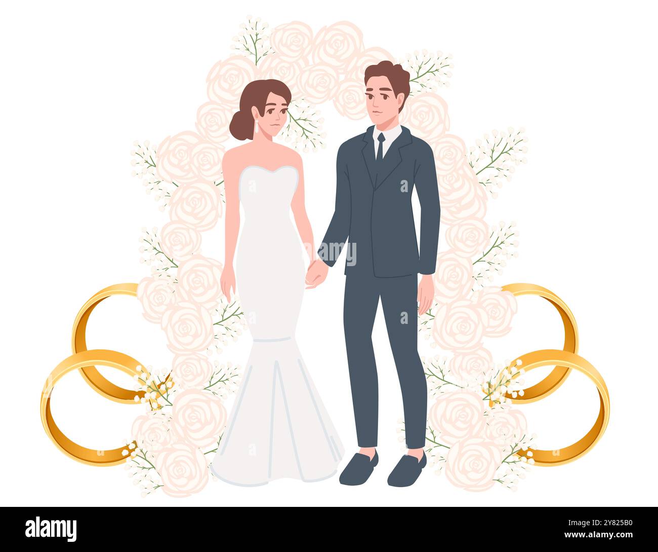 Hands groom bride wedding rings Stock Vector Images - Alamy