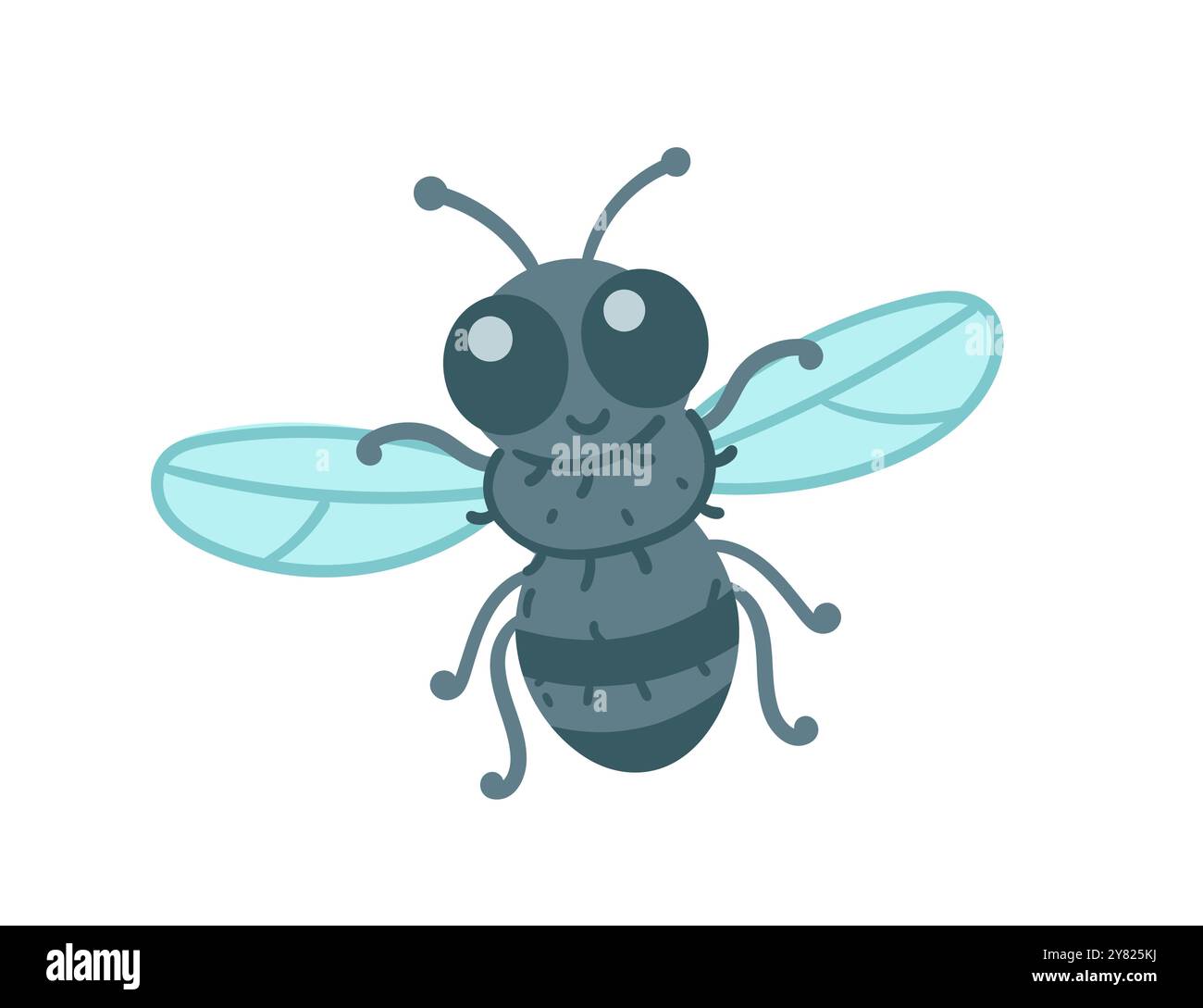 Cute cartoon fly with a smiling face. Funny insect design. Vector ...