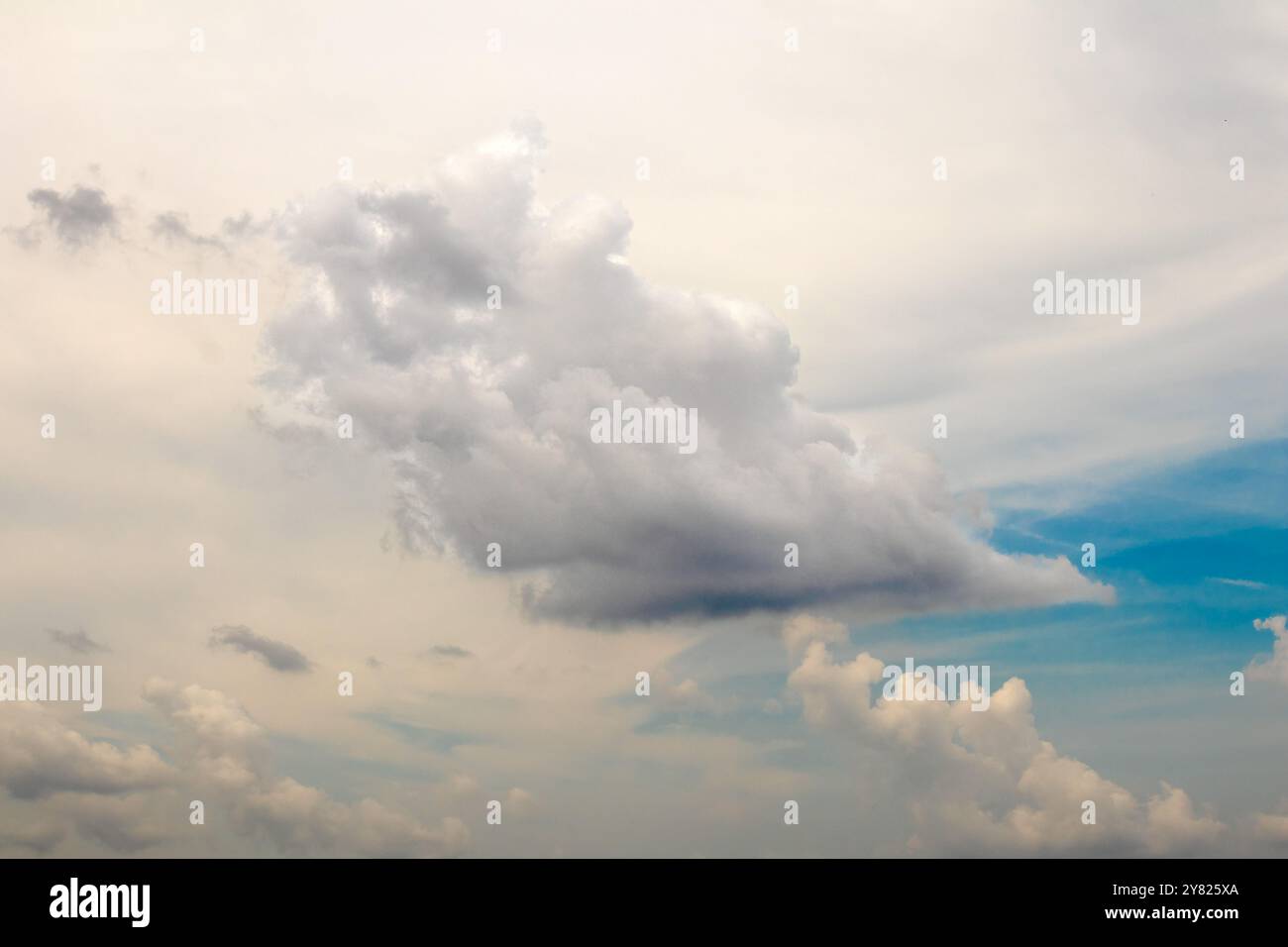 Cloudy blue sky, white clouds background with deep blue sky. Wallpaper with sunlight. Texture ...