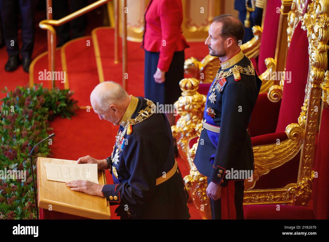 COP 20241002. King Harald and Crown Prince Haakon during the ceremonial opening of the 169th ...