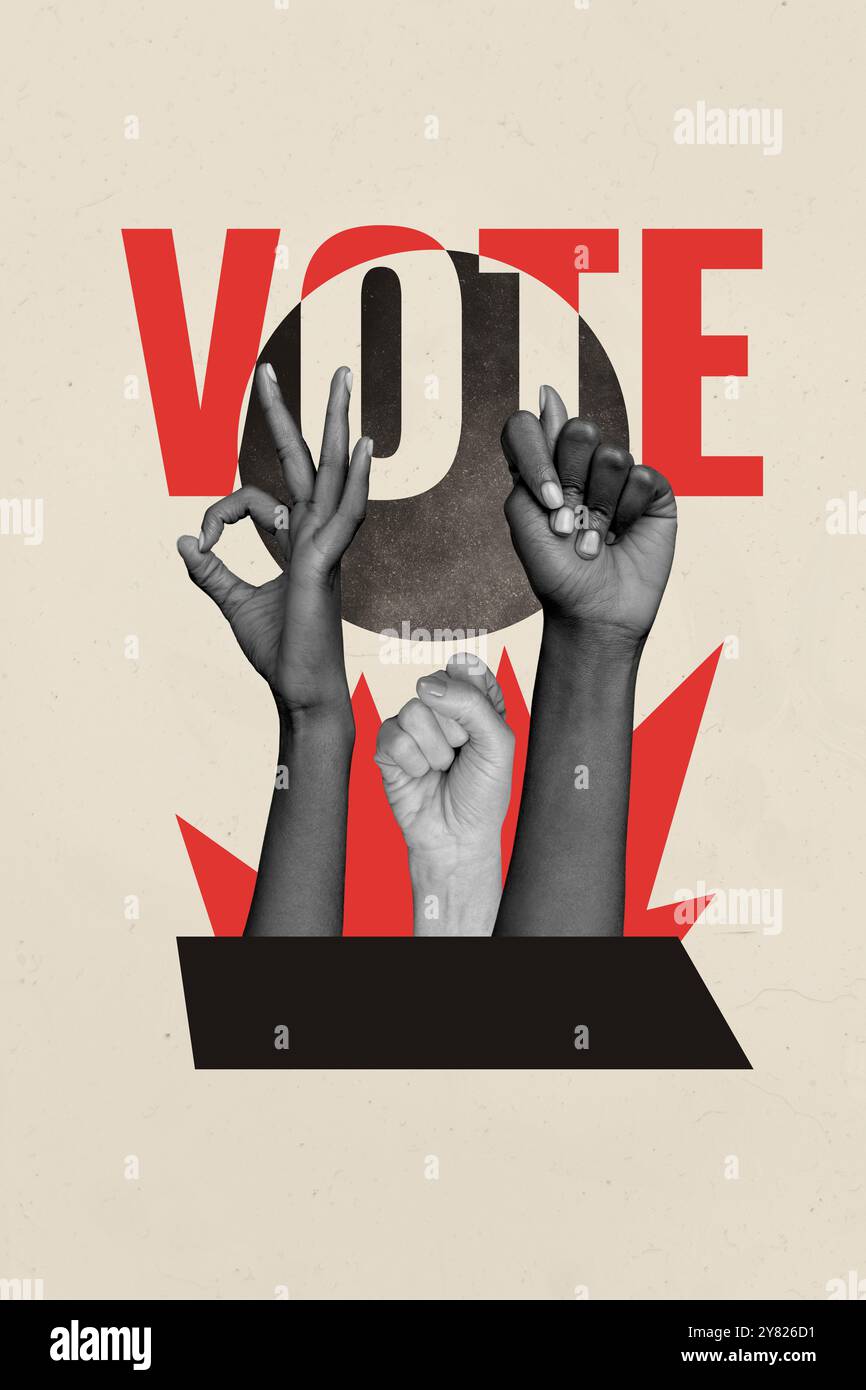 Collage image picture of people on national election showing gesture ...