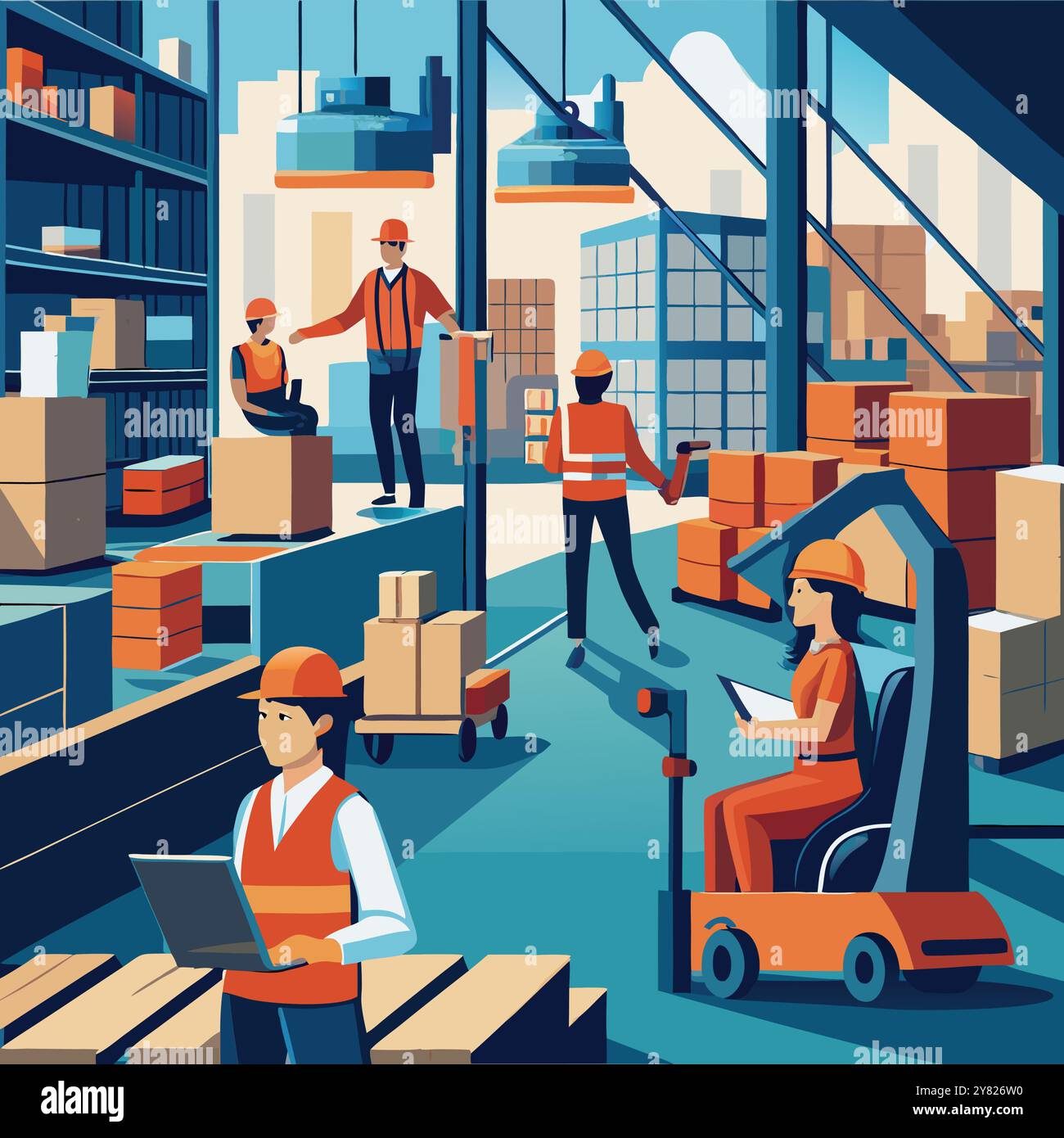 Pallets boxes in warehouse Stock Vector Images - Alamy