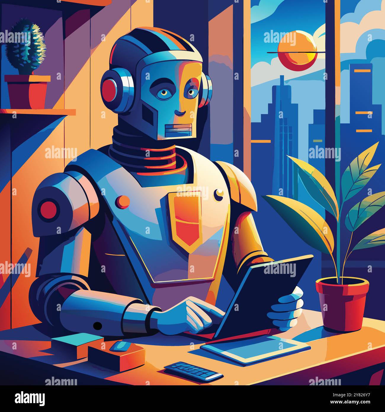 Ai in modern workspace Stock Vector Images - Alamy