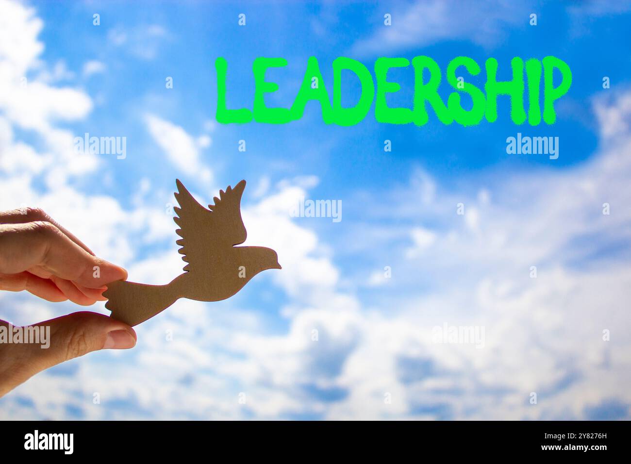 Leadership symbol. Concept word Leadership on beautiful blue sky ...
