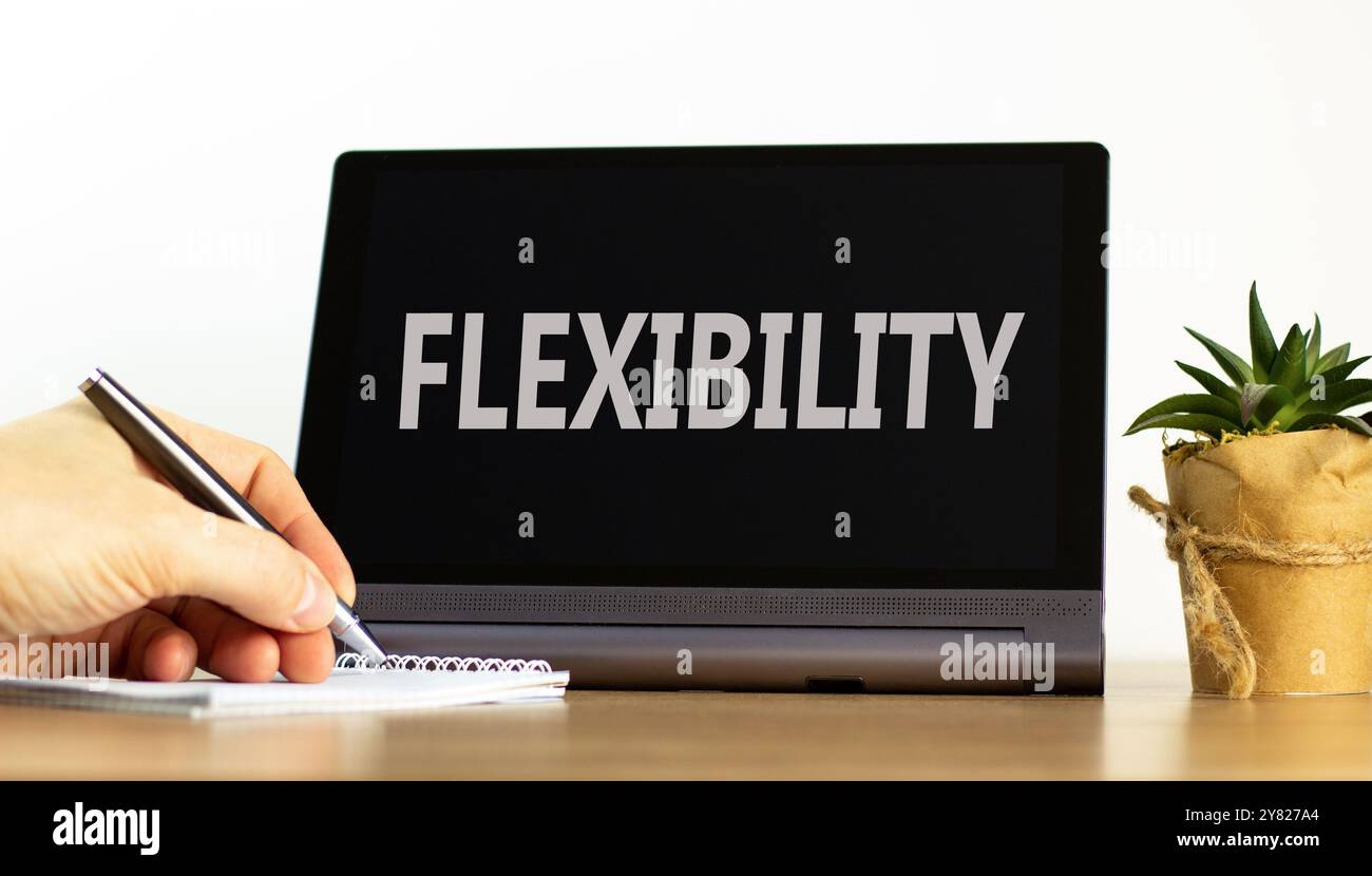 Flexibility symbol. Concept word Flexibility on beautiful black tablet ...
