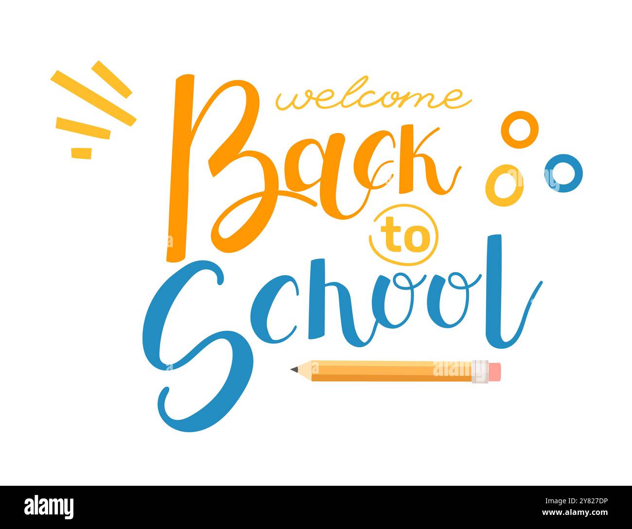 Text Welcome Back to school. Colored font. Hand drawn lettering style ...
