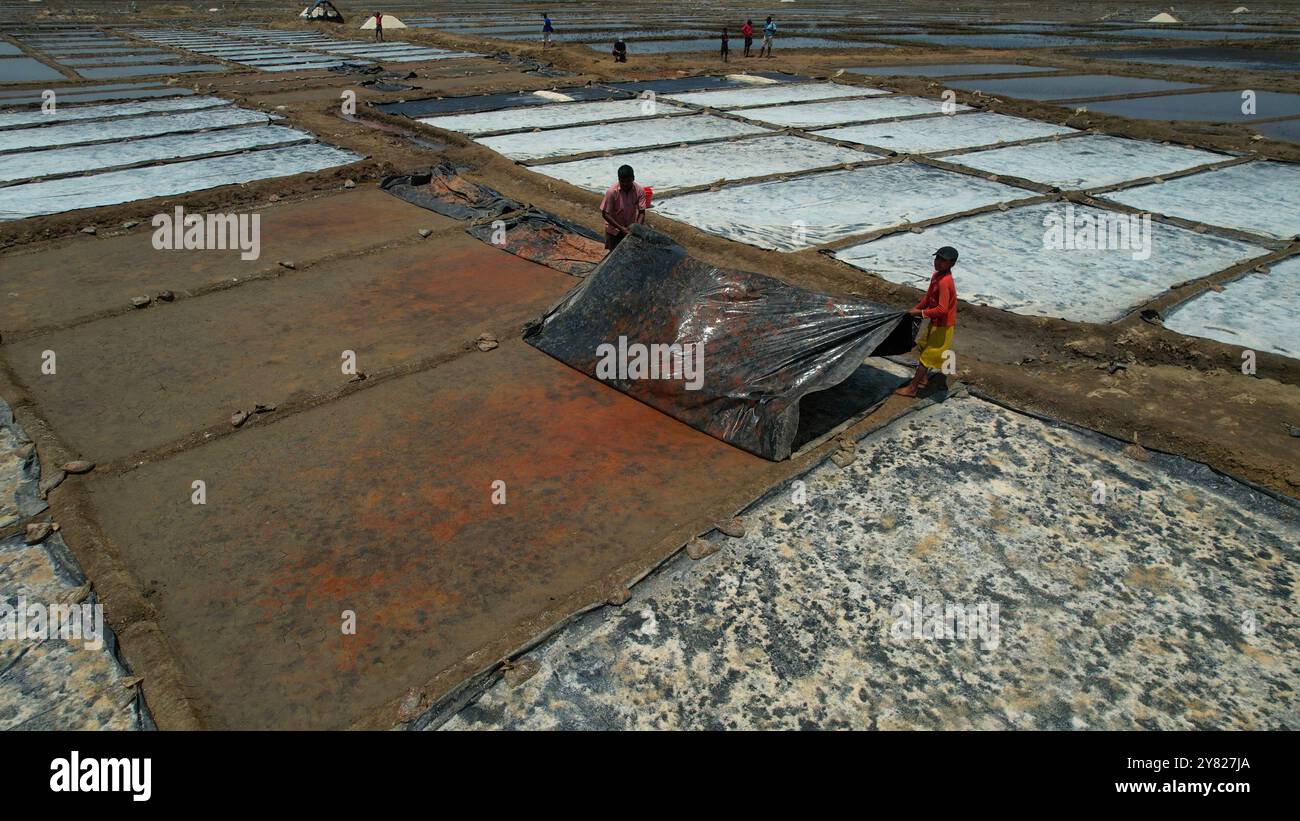 Aerial view of a salt field, Chittagong Division, Maheshkhali ...