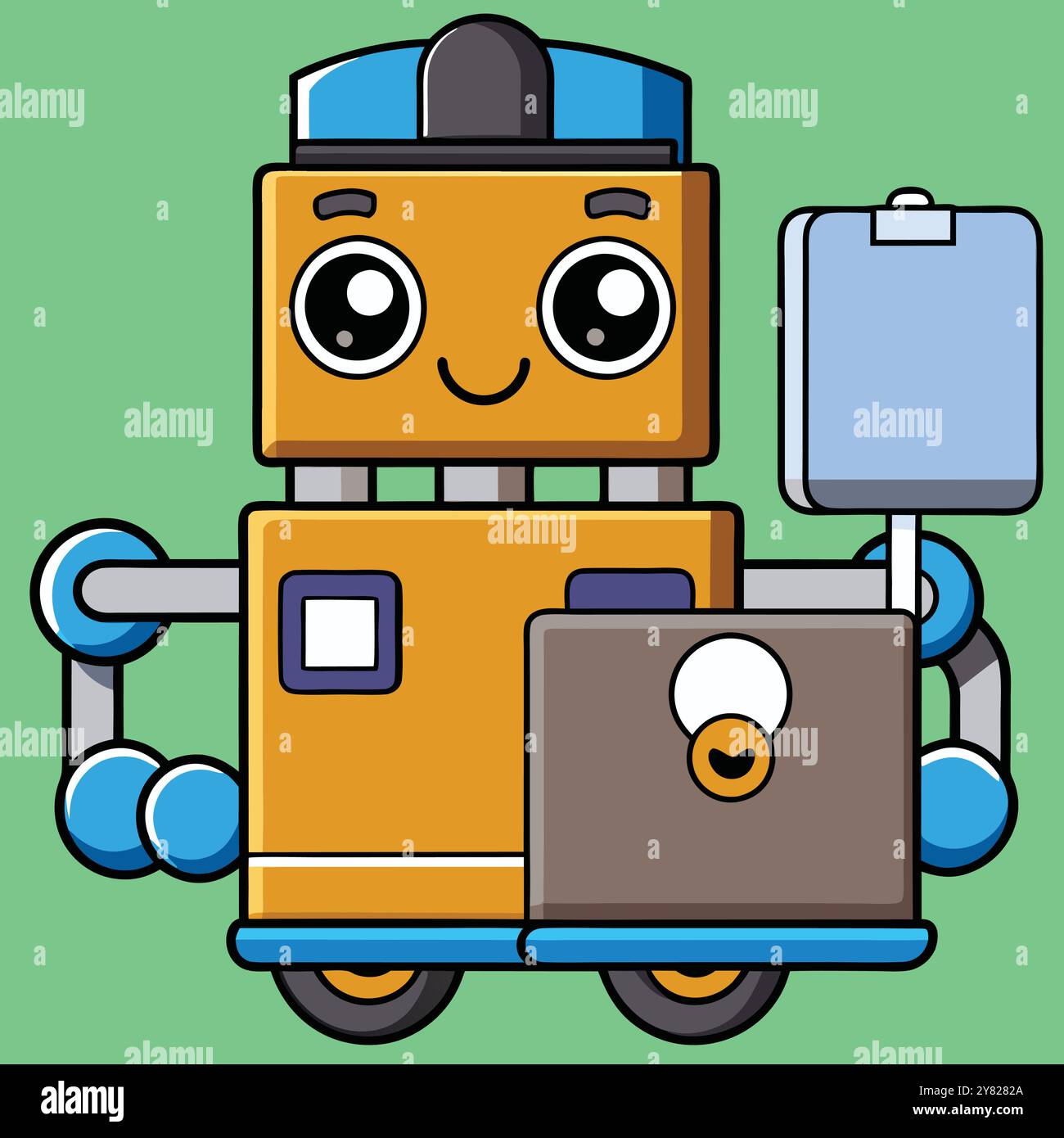 Cute cartoon robot with big eyes and a friendly smile. Perfect for ...