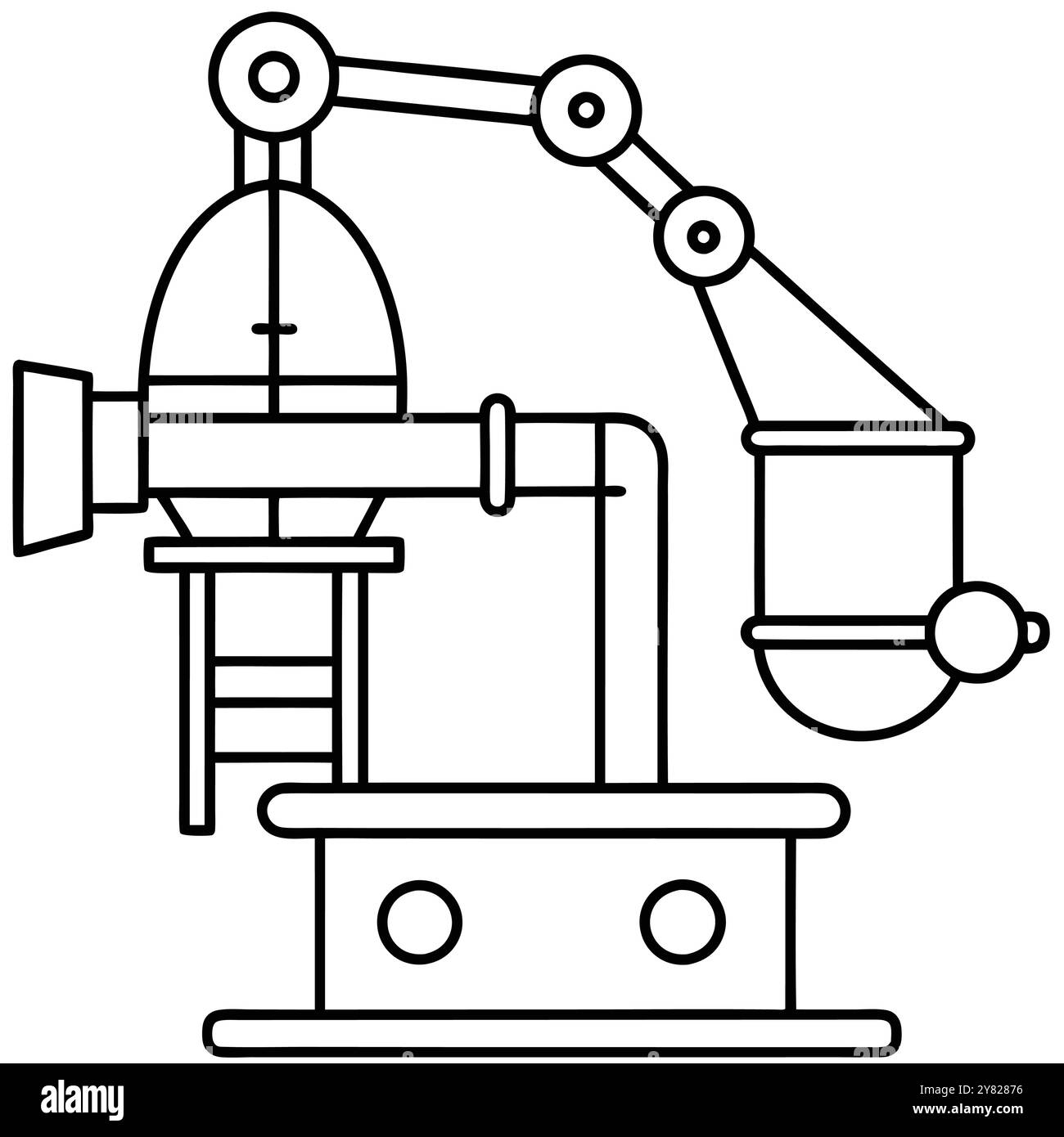A simple line drawing of a machine. possibly for manufacturing or ...
