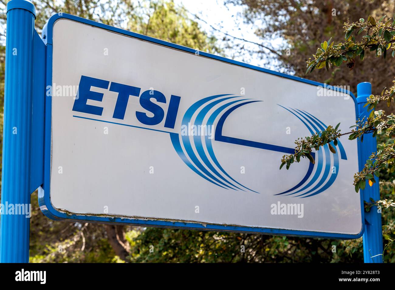 Sophia Antipolis, France - August 19, 2018: Sign and logo of ETSI at ...