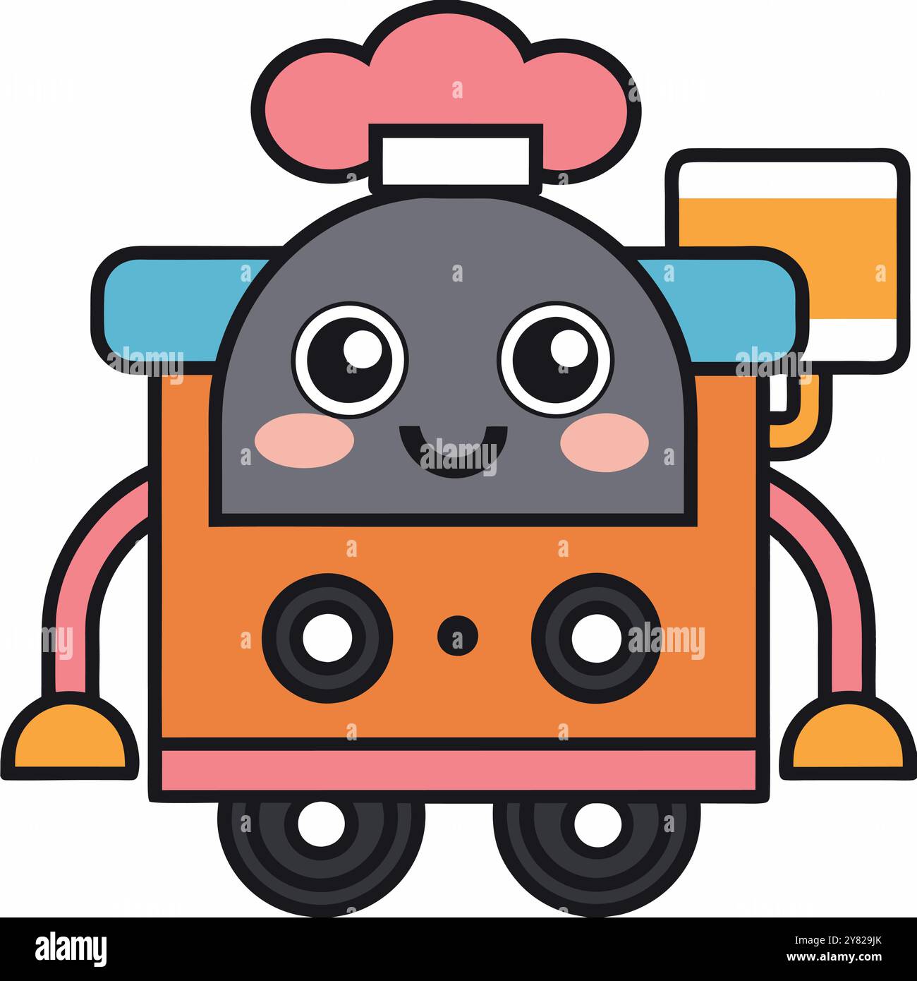 Cute cartoon train with a chef hat and a beer glass. perfect for ...