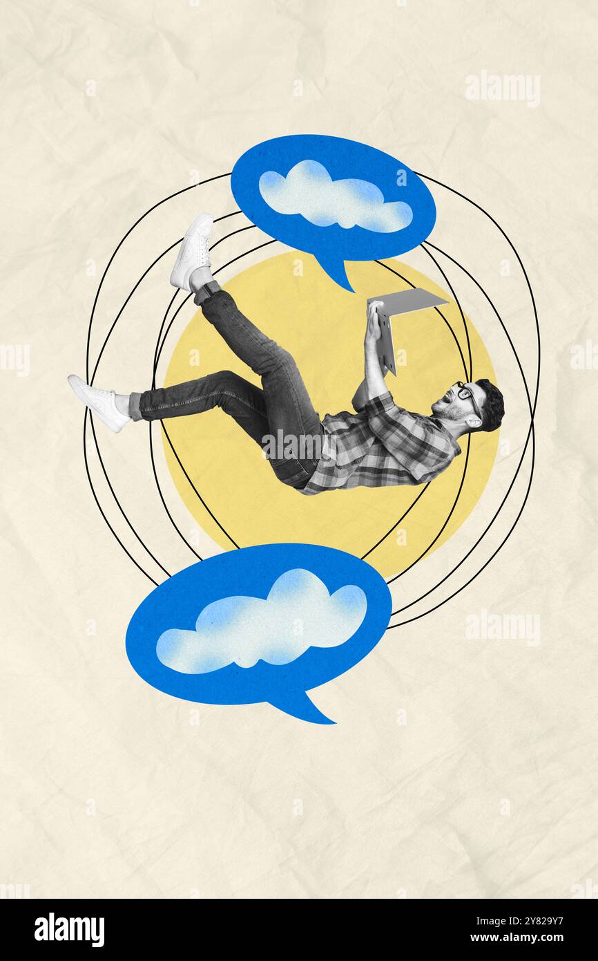 Composite sketch image trend artwork 3D photo collage of young man ...