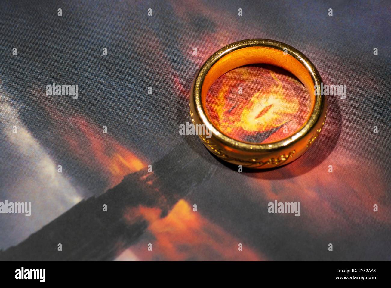 The one ring of The lord of the rings movie over the eye of sauron at ...