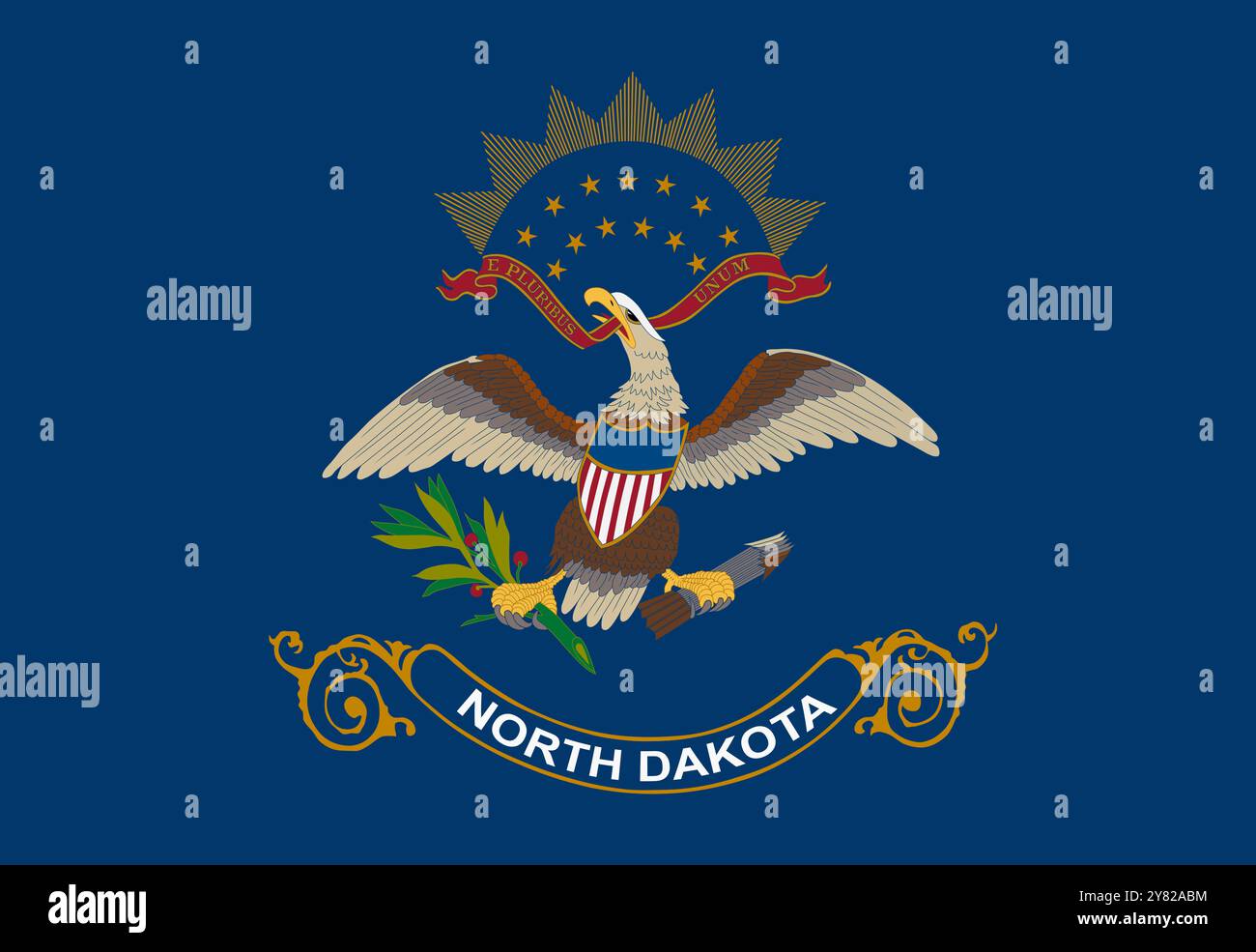 North Dakota State Flag Map Stock Photo - Alamy