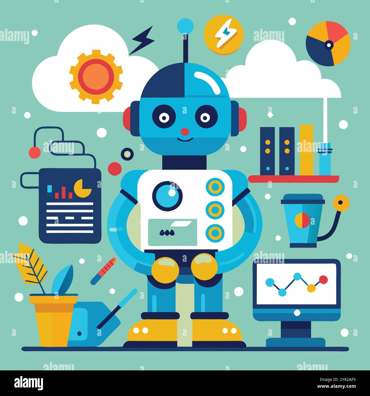 Ai in modern workspace Stock Vector Images - Alamy
