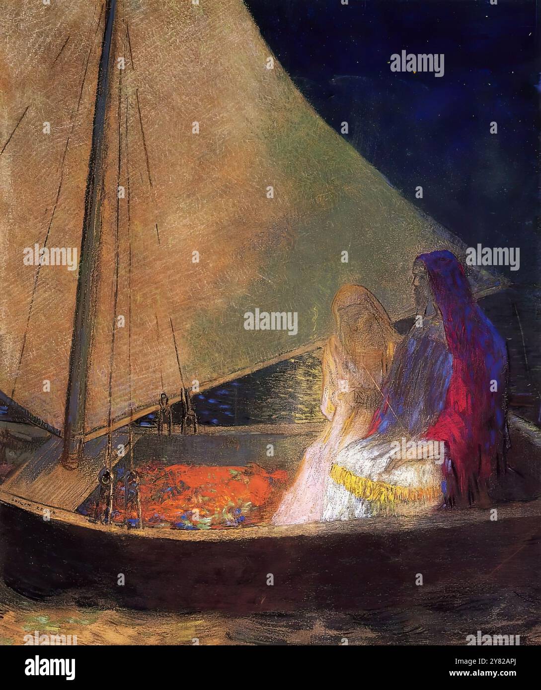 Odilon Redon - Boat with Two Figures Stock Photo - Alamy