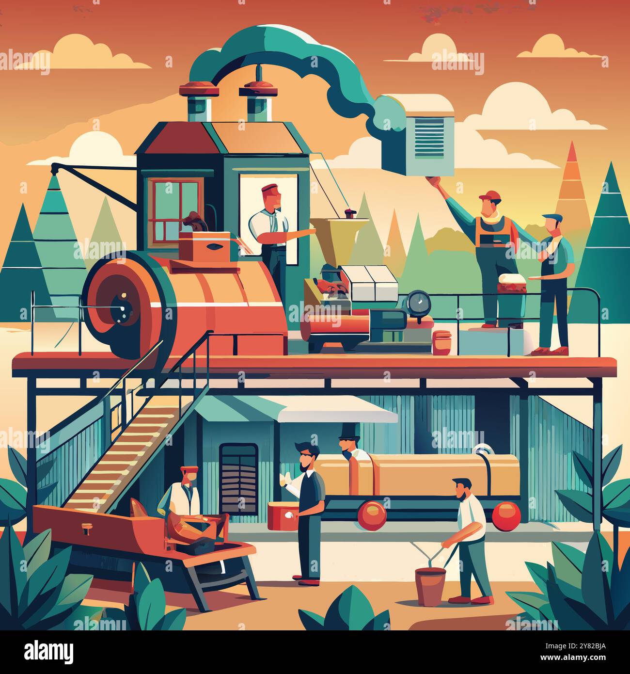 Timber company factory Stock Vector Images - Alamy