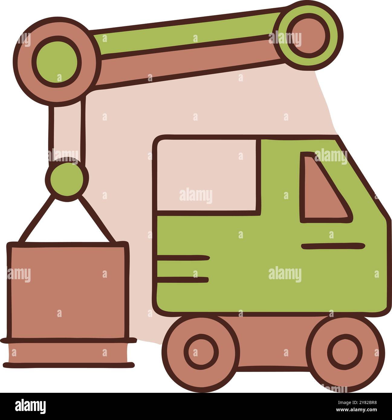 Cute cartoon illustration of a construction vehicle with a crane ...