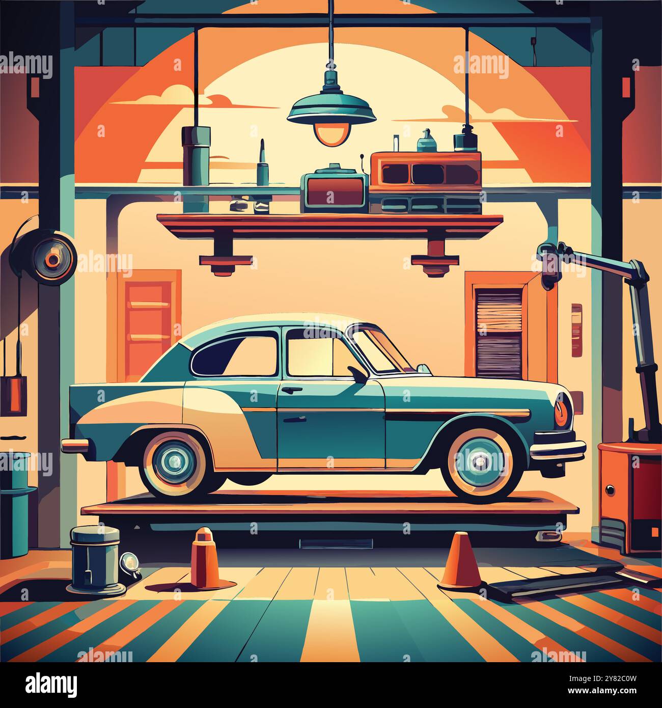 Retro nostalgia design industry transportation classic cars Stock ...