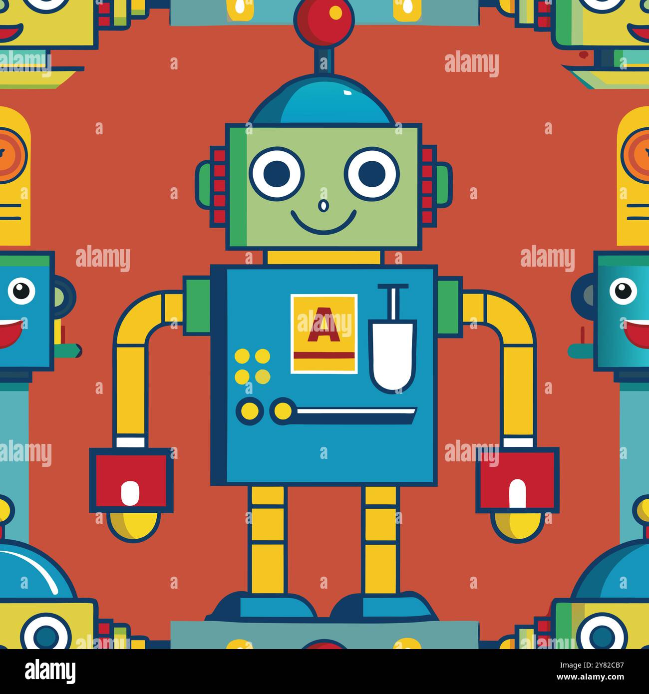 Cute and colorful robot pattern perfect for kids projects. tech themes ...