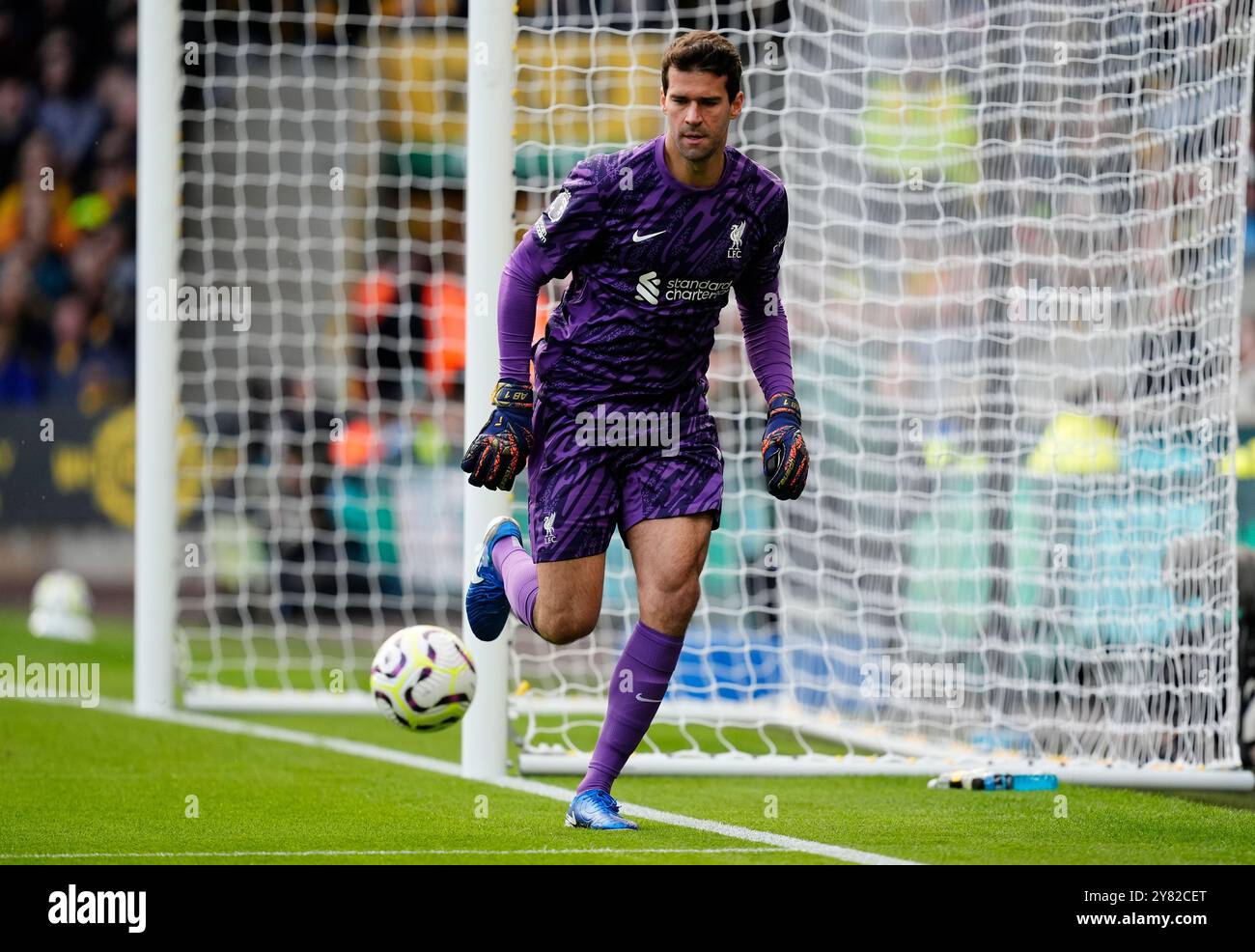 Liverpool goalkeeper Alisson Becker during the Premier League match at ...