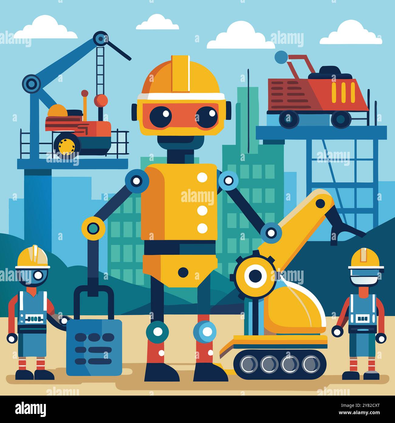 Heavy machinery operates construction site Stock Vector Images - Alamy