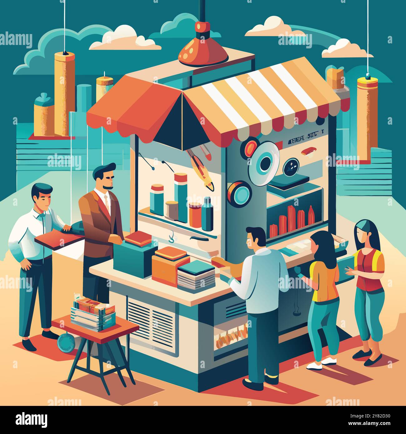 Lively scene depicting people Stock Vector Images - Alamy