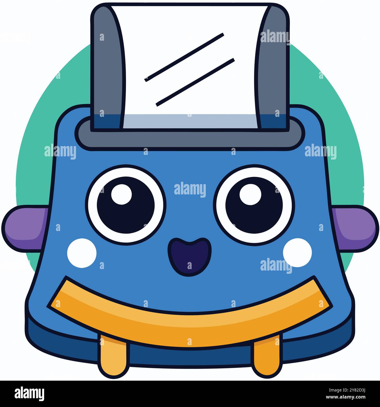 A cute blue typewriter with big eyes and a happy expression. Perfect ...